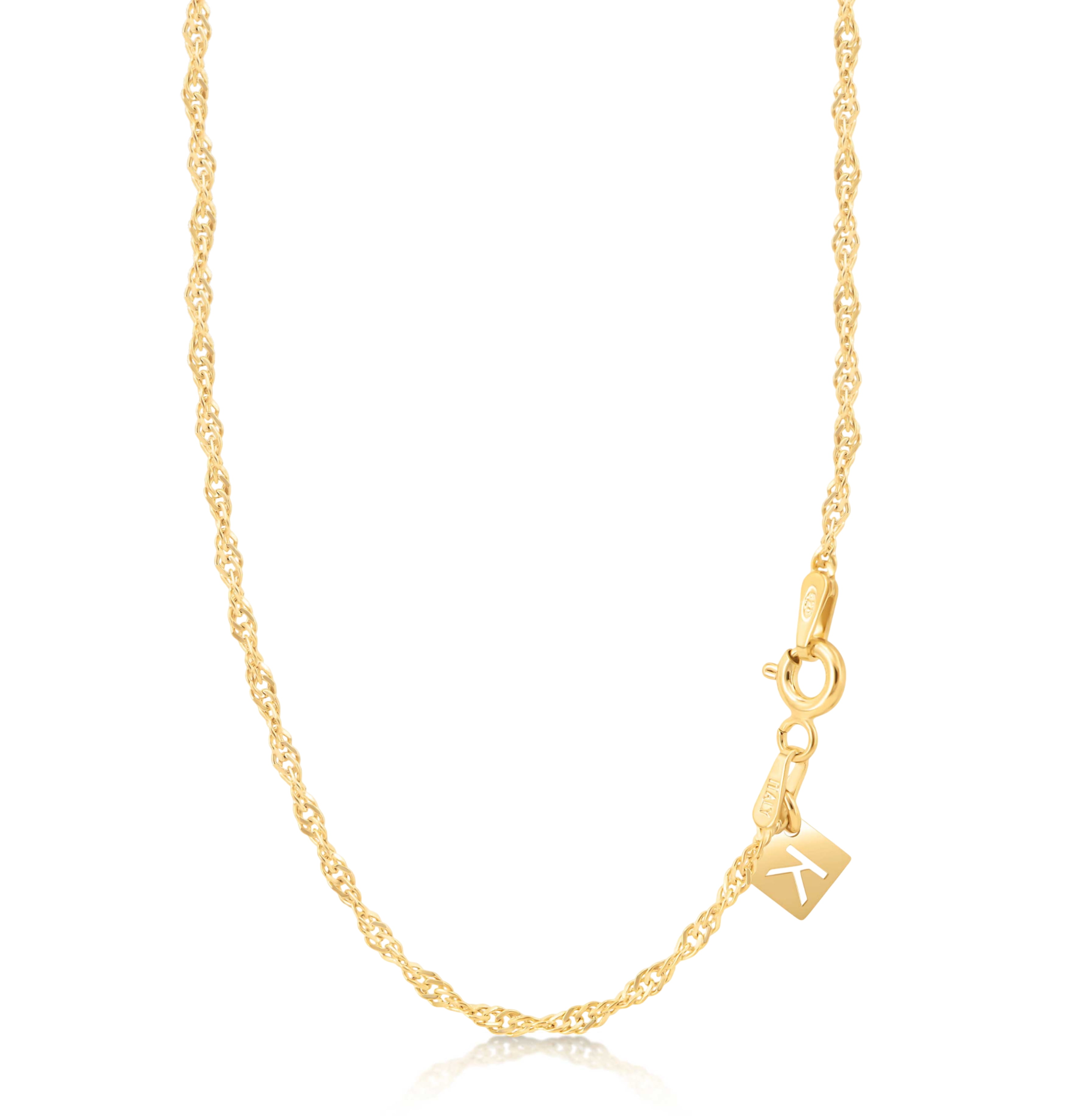 Kezef Gold Plated Sterling Silver 2mm Italian Singapore Twisted Curb ...