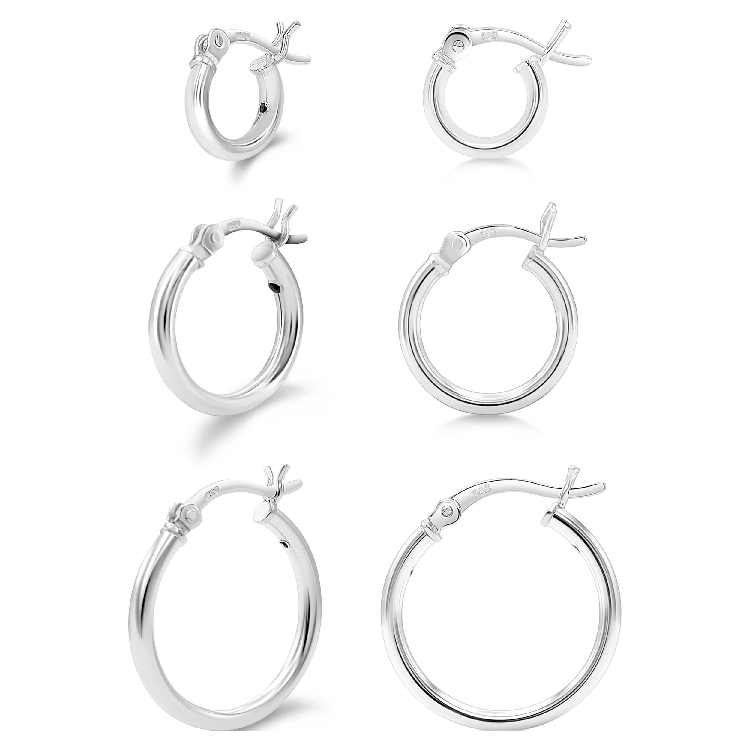 KEZEF Hypoallergenic Sterling Silver Hoop Earring Set for Women & Girls ...