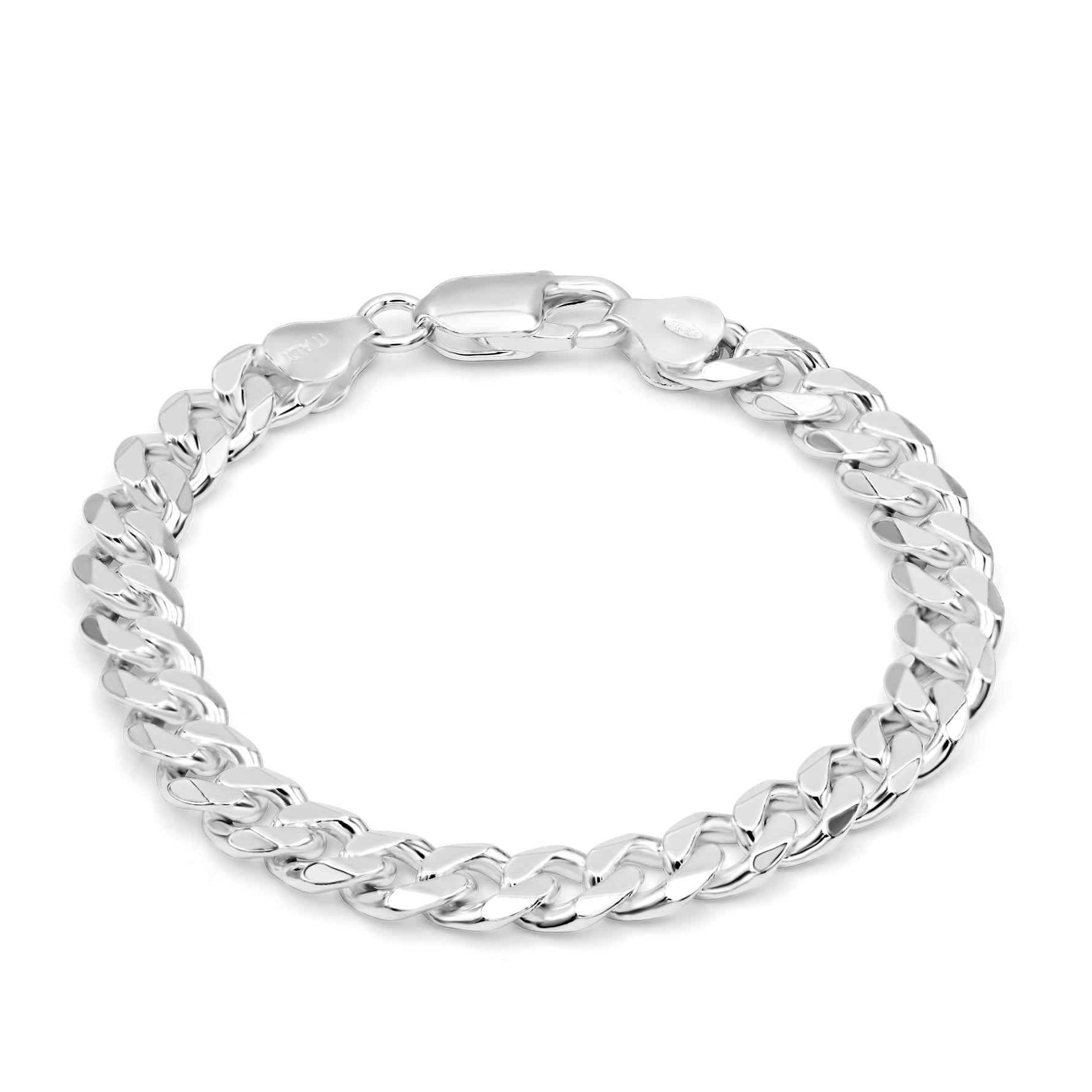 Kezef Men's 7mm 925 Sterling Silver Cuban Curb Link Chain Bracelet 8 ...