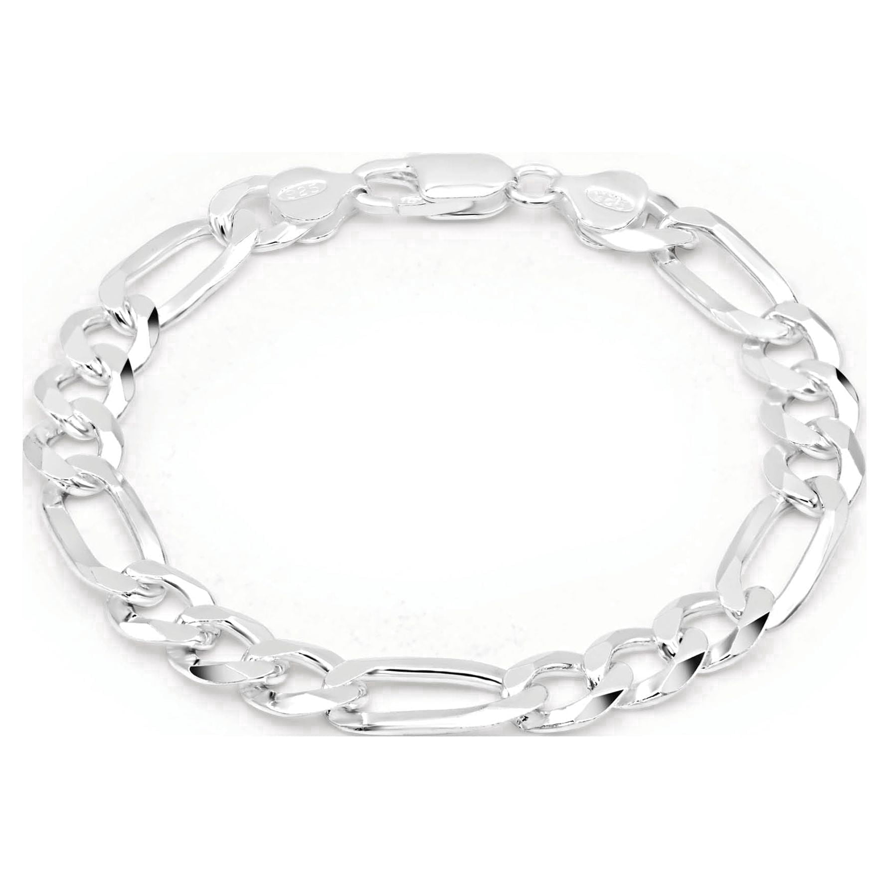 Kezef Men’s 925 Sterling Silver Figaro Chain Bracelet, 9mm Thick ...