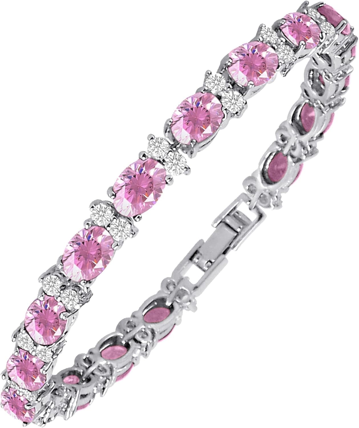 KEZEF Elegant Cubic Zirconia Tennis Bracelet for Women - Silver Plated ...