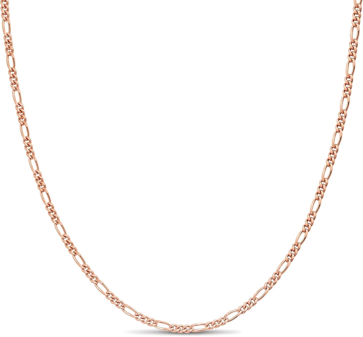 Rose Gold Plated Sterling Silver 2mm 050 gauge Italian Figaro Chain 20 ...
