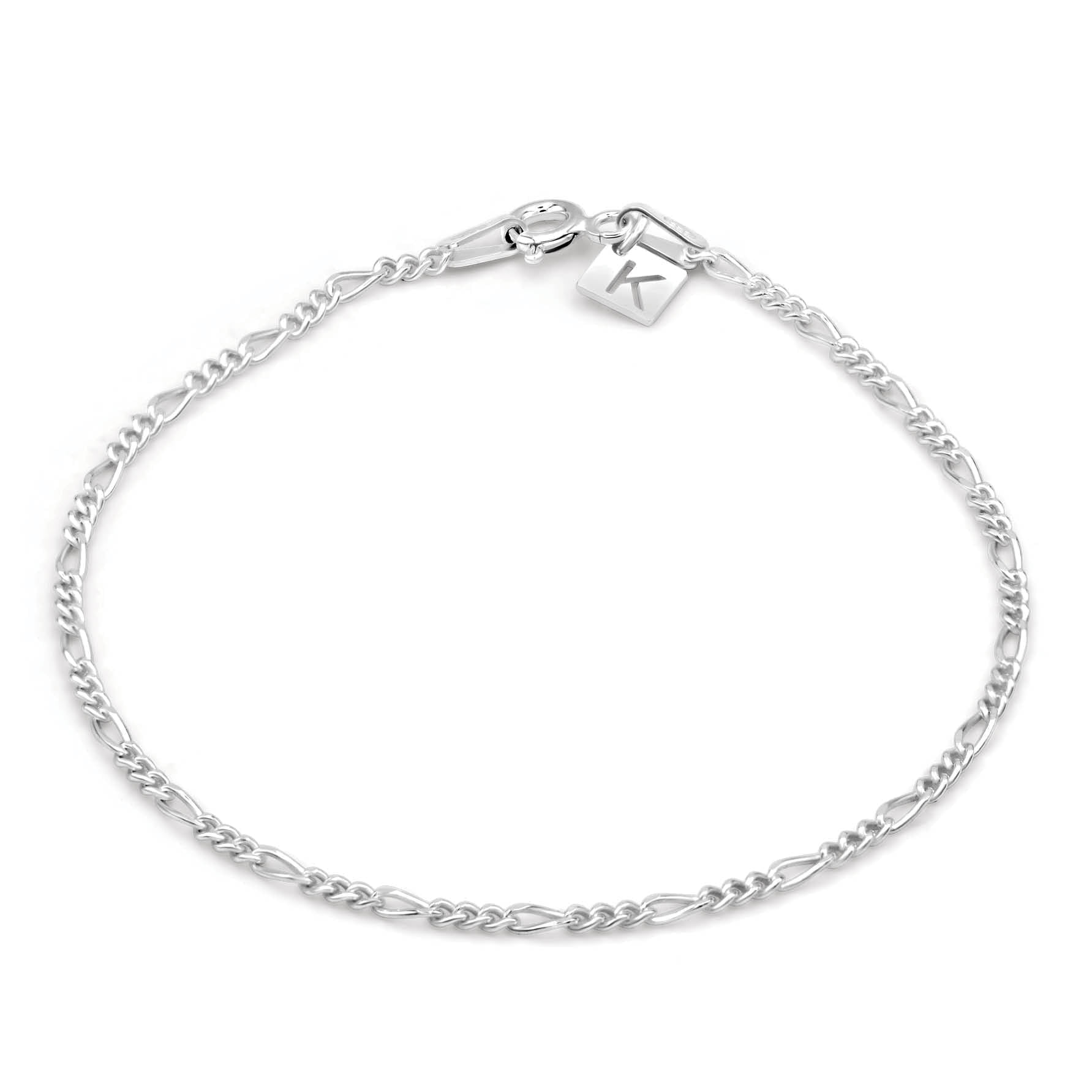 Kezef Solid Sterling Silver 2mm 5 Gauge Men's Italian Figaro Chain 10 ...