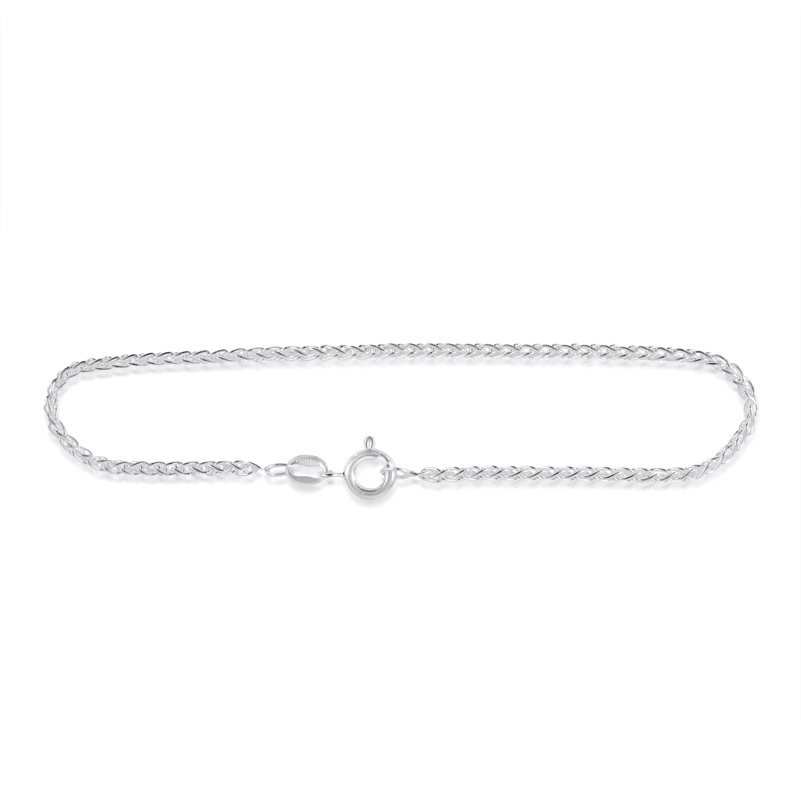 Kezef Sterling Silver Spiga Wheat Chain Anklet 2mm Italy 11 inch ...