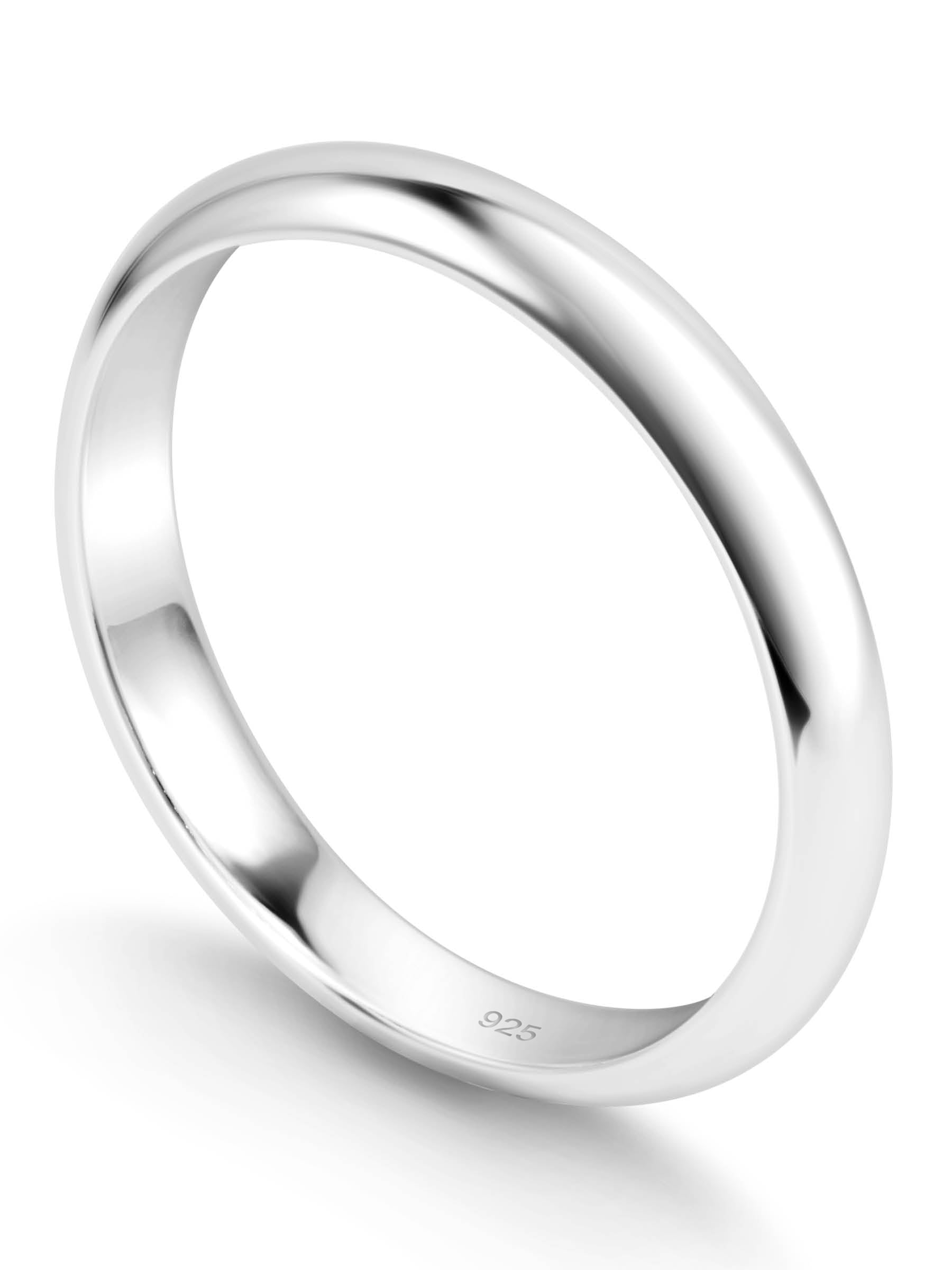 Kezef Sterling Silver Wedding Band 3mm Men or Women Bridal Ring Size 4 ...