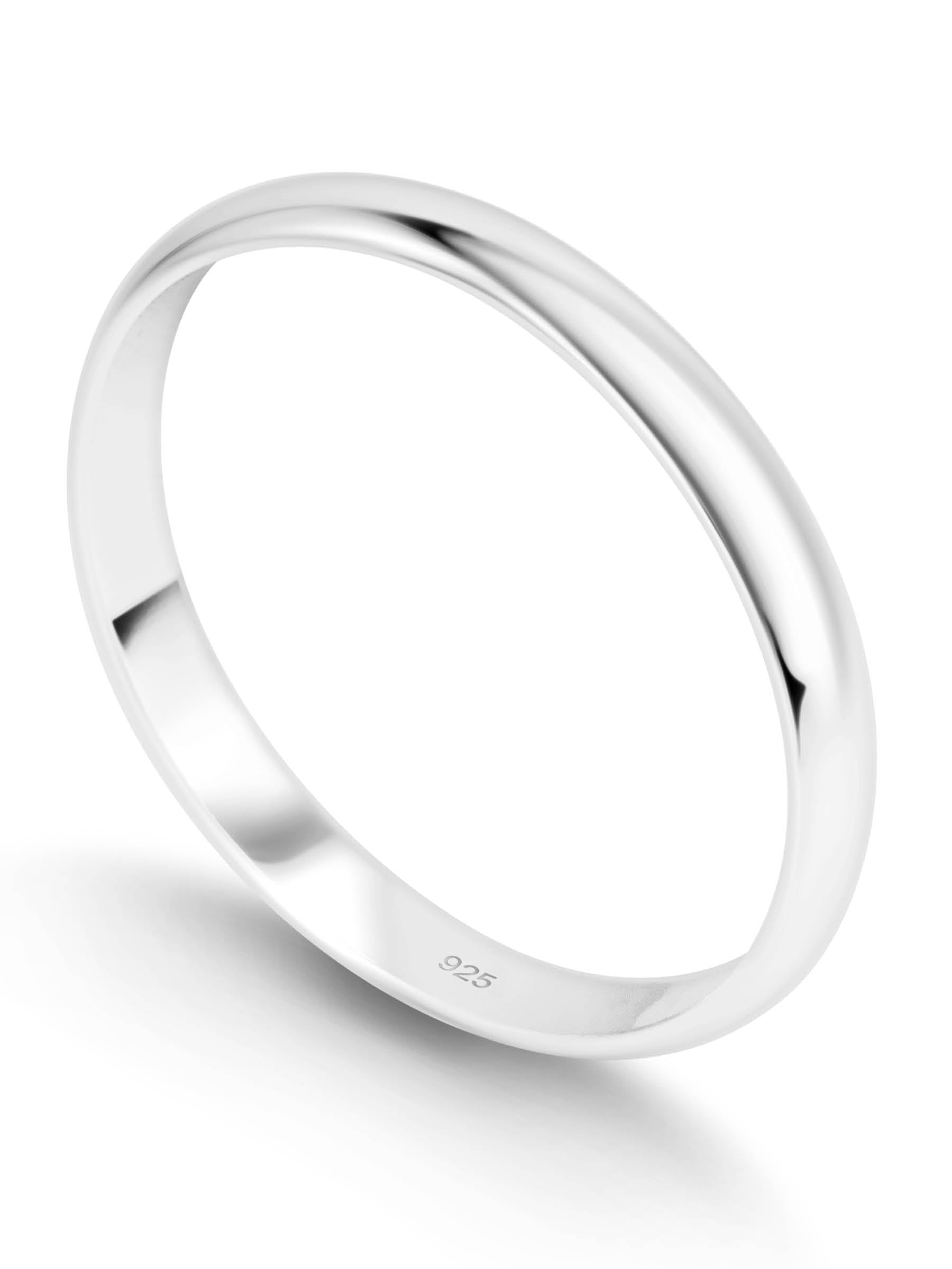 Kezef Sterling Silver Wedding Band, 2mm Dome Design, Size 6.5 ...