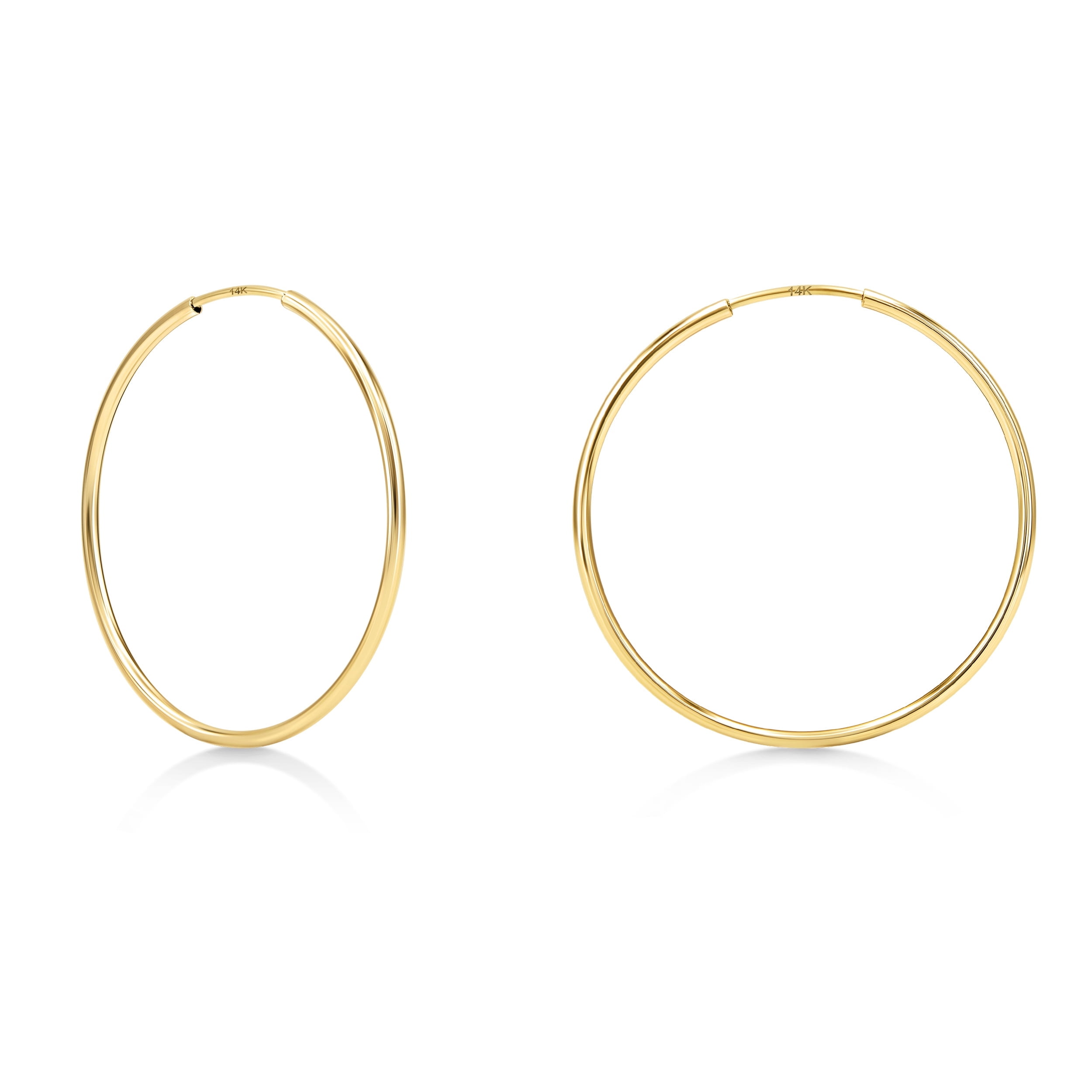 KEZEF 14k Yellow Gold Earrings - Ultra-Thin 1mm, 25mm Hoop, Nickel-Free ...
