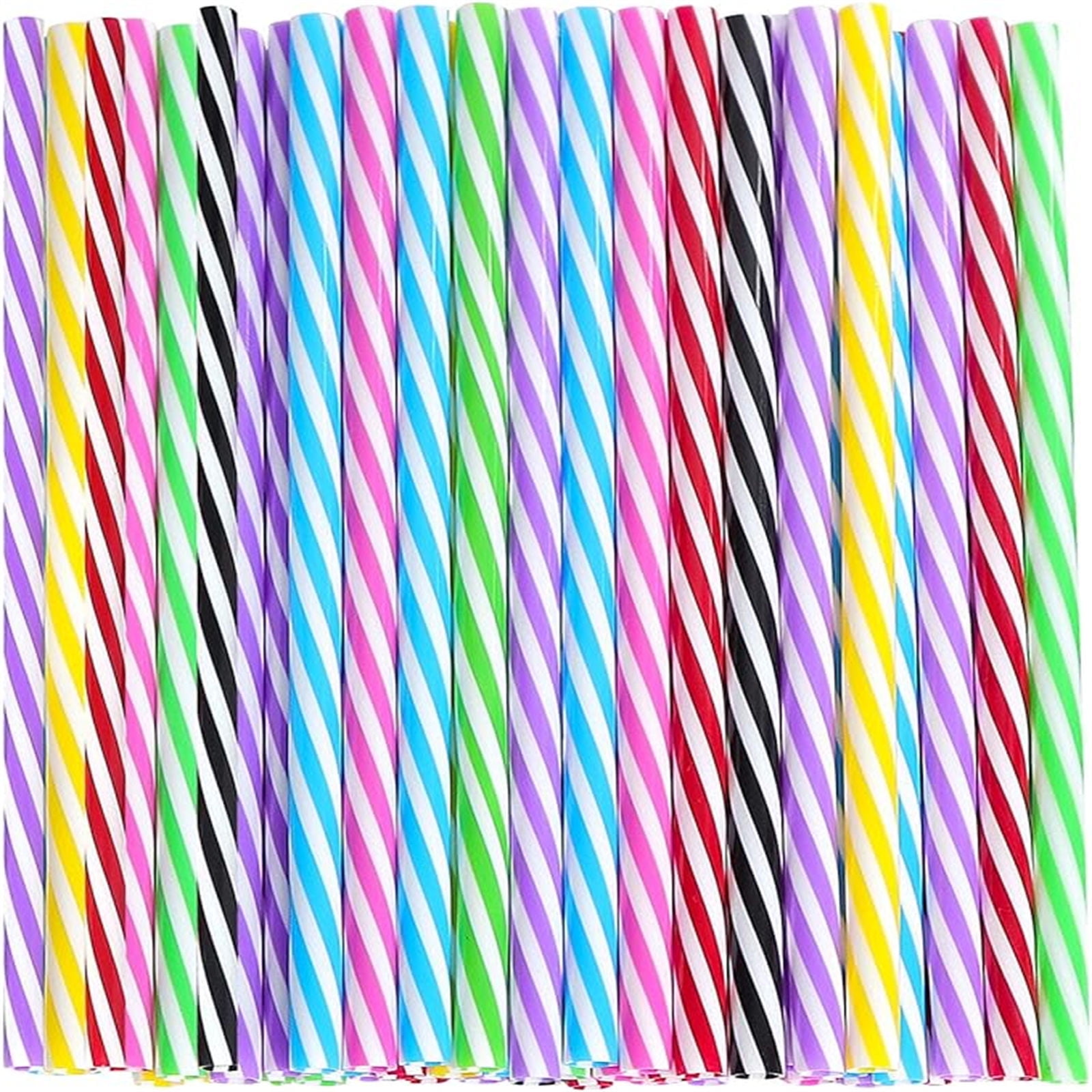 Kezqiaxn 100Pc Thick Straws Disposable Plastic Thickened Threaded ...