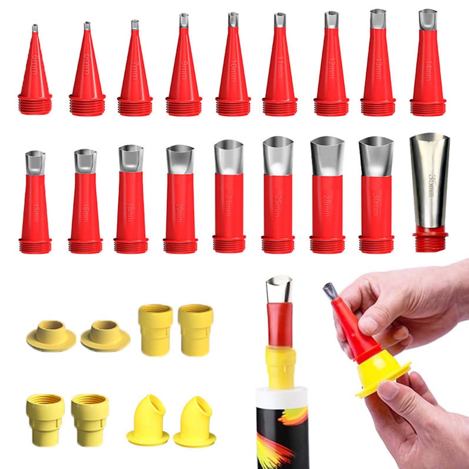 Kezqiaxn 26Pc Caulking Finisher Kits, Reusable Rubber Nozzle 16 ...