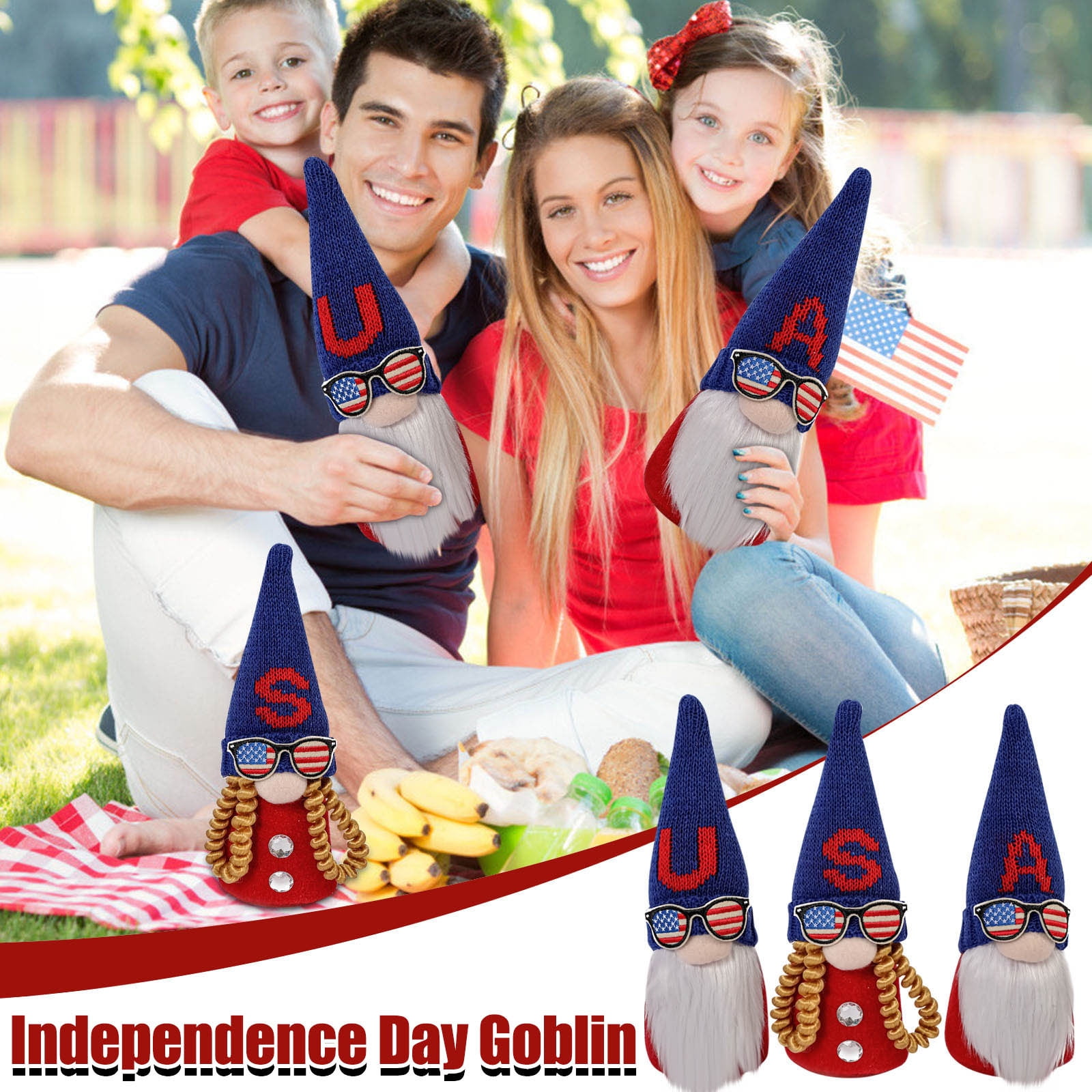 Kezqiaxn 4Th Of July Home Decor Clearance 3Pc Independence Day Usa Faceless Forest Gnome Doll ...