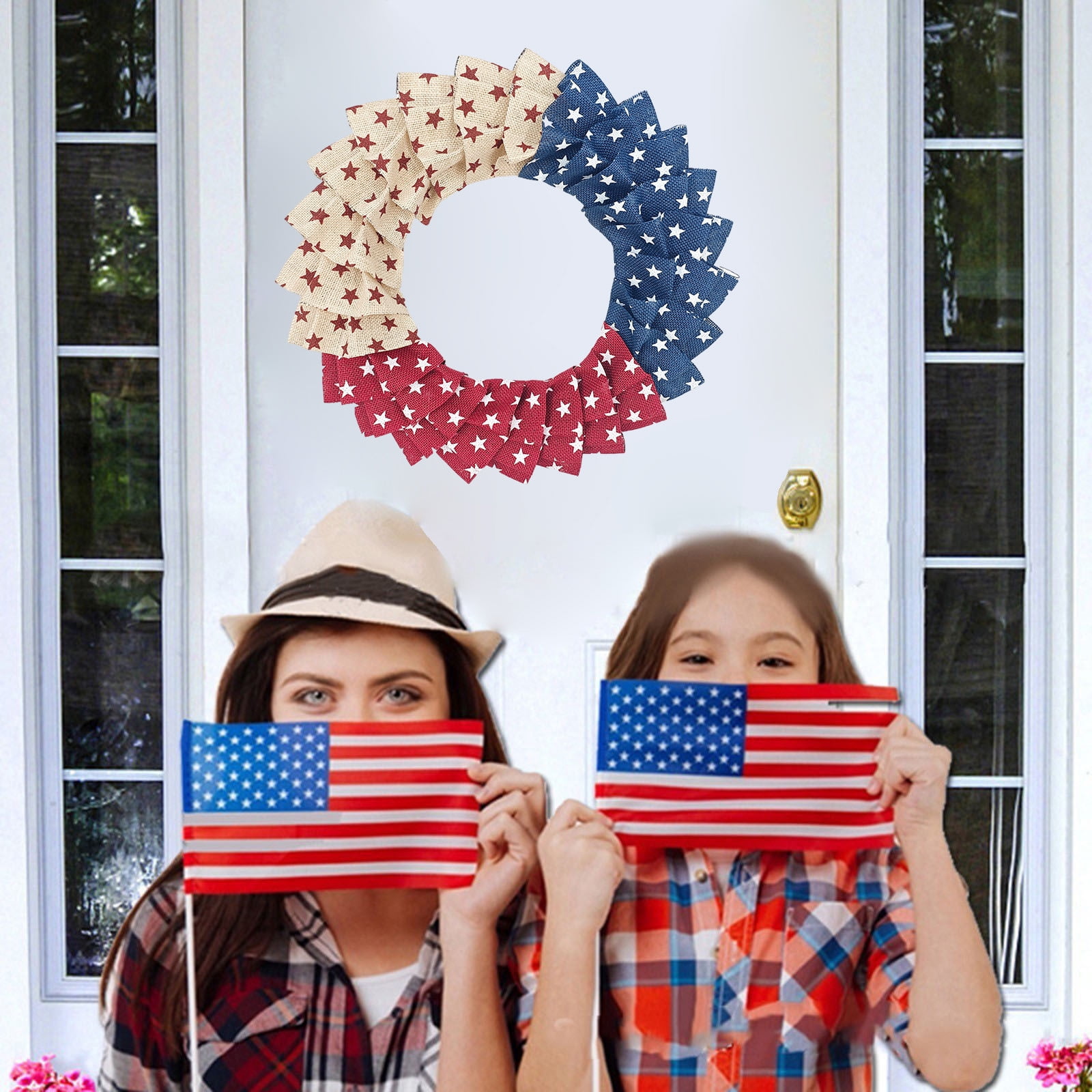Kezqiaxn 4Th Of July Home Decor Clearance Independence Day Wreath Flower Basket Door Basket ...