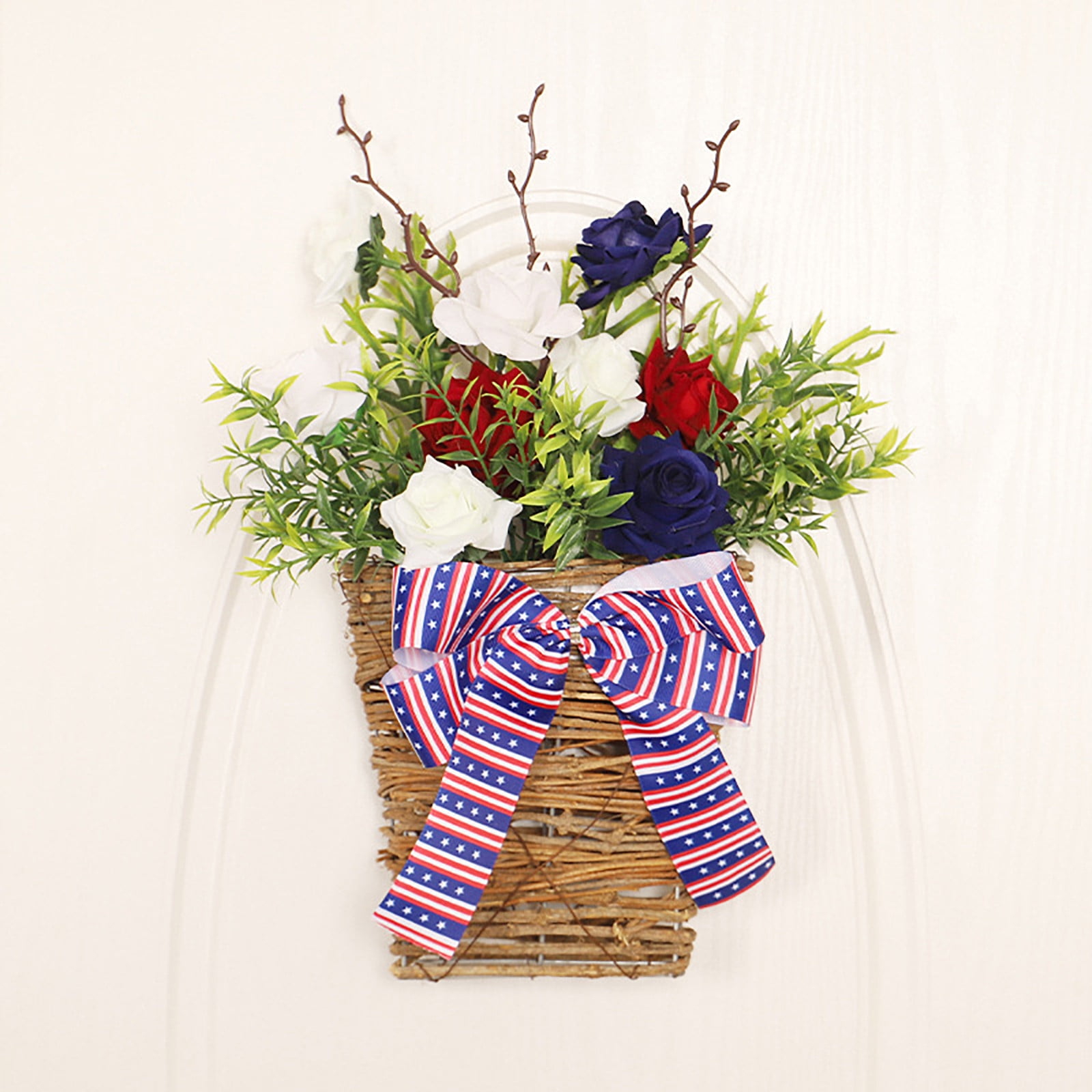 Kezqiaxn 4Th Of July Home Decor Clearance Independence Day Wreath Flower Basket Door Basket ...