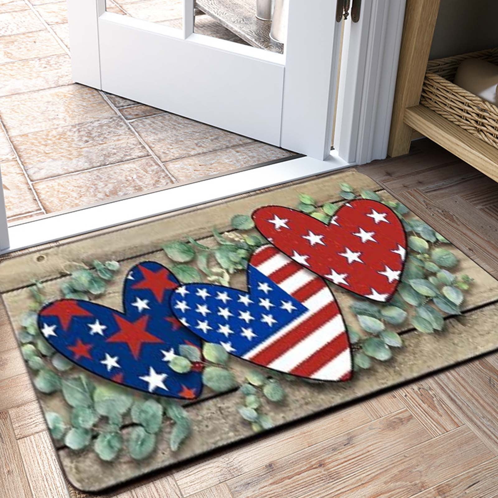 Kezqiaxn 4Th Of July Welcome Doormat For Home Decor Clearance Patriotic Retro American Flags ...
