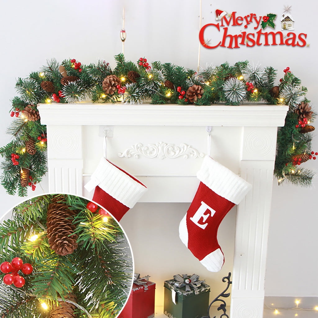 Kezqiaxn 8.86Ft Christmas Garland with Lights, Pre-Lit Artificial Pines ...