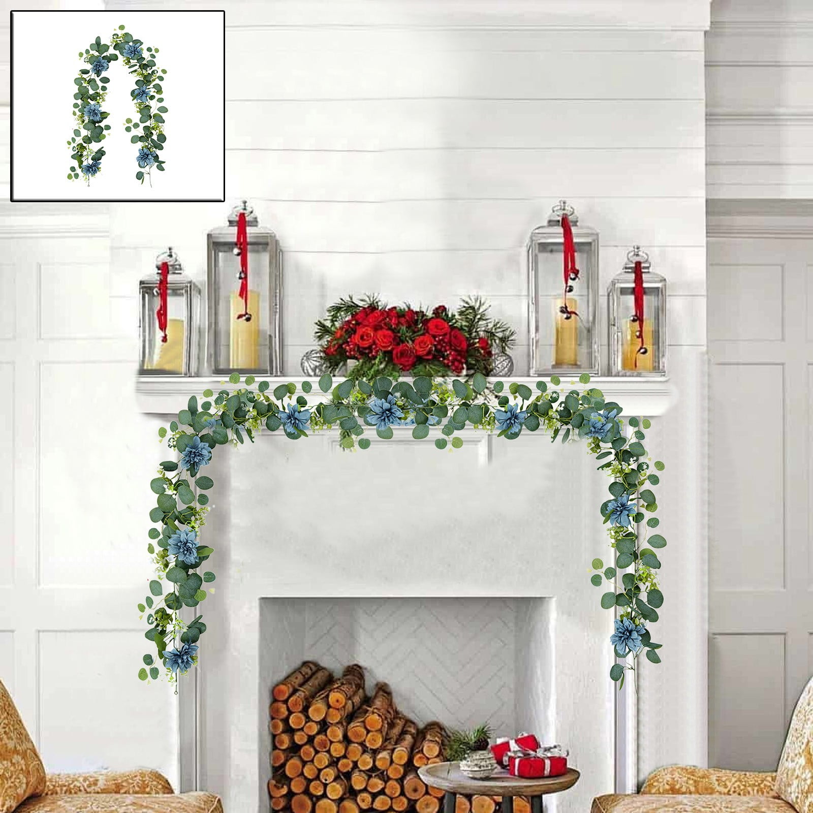 Kezqiaxn Artificial Christmas Garland, 5.9Ft Christmas Garlands with ...