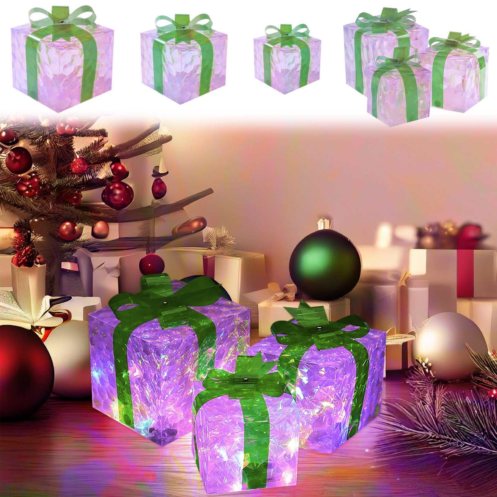 Kezqiaxn Christmas Decoratiosn Christmas Lighted Gift Boxes, 15cm Pre ...