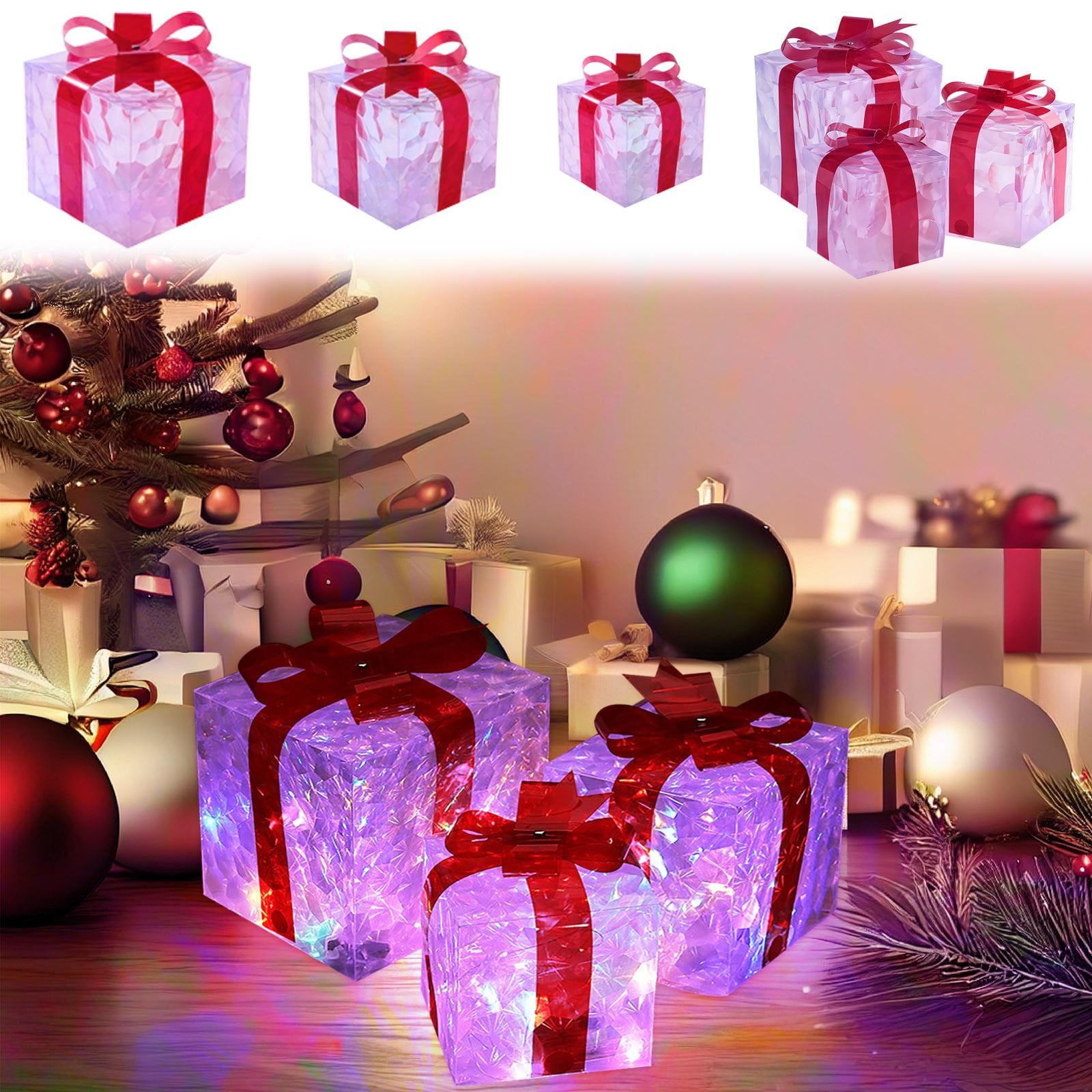 Kezqiaxn Christmas Decoratiosn Small Christmas Lighted Gift Boxes, 13cm ...