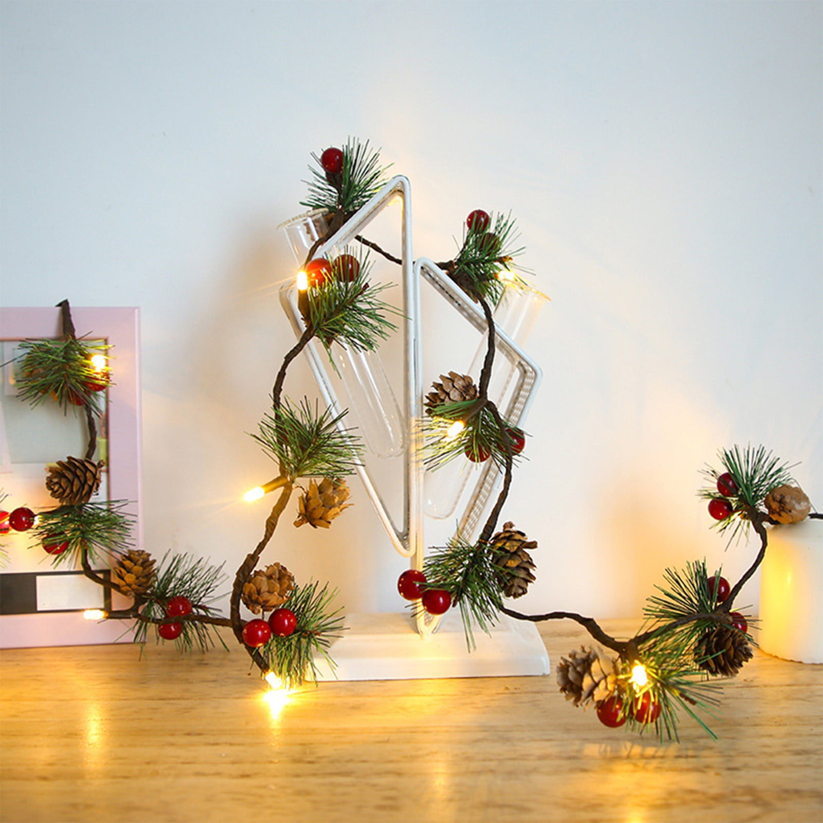 Kezqiaxn Christmas Garland with Lights, 6.6Ft Christmas Garland for ...