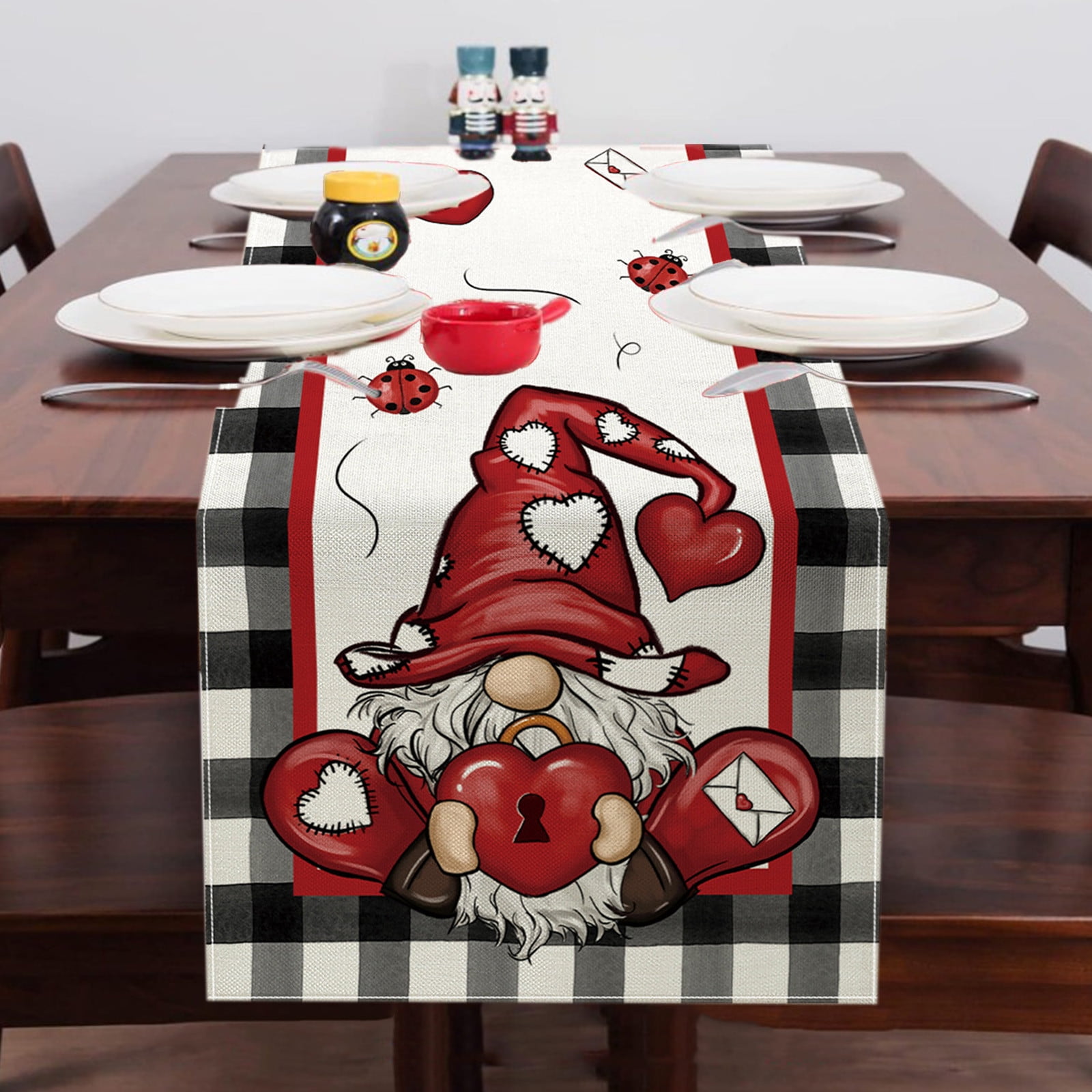 Kezqiaxn Christmas Table Runner Clearance, Valentine's Day Decor Table ...