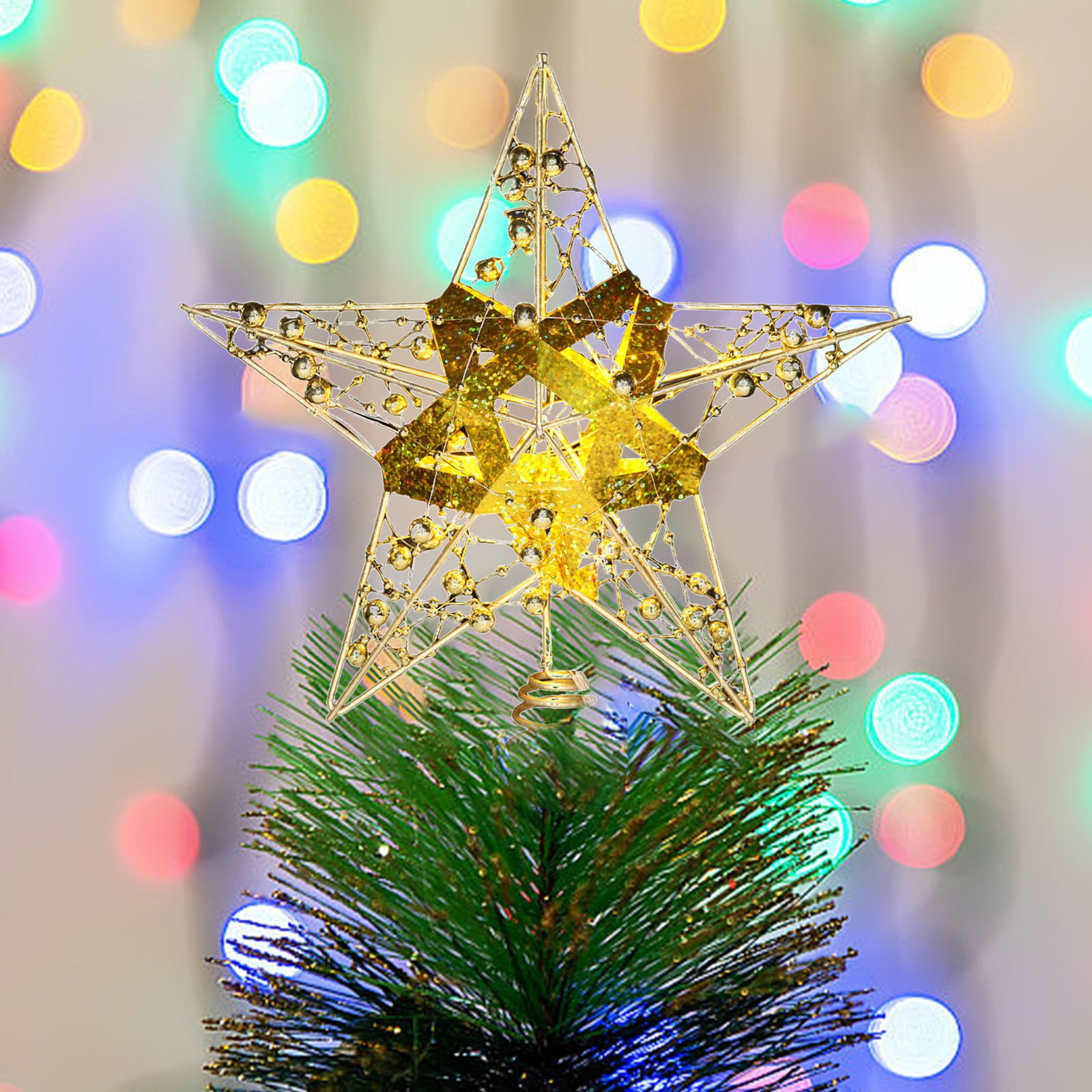 Kezqiaxn Christmas Tree Ornaments, Christmas Tree Topper, Gold ...