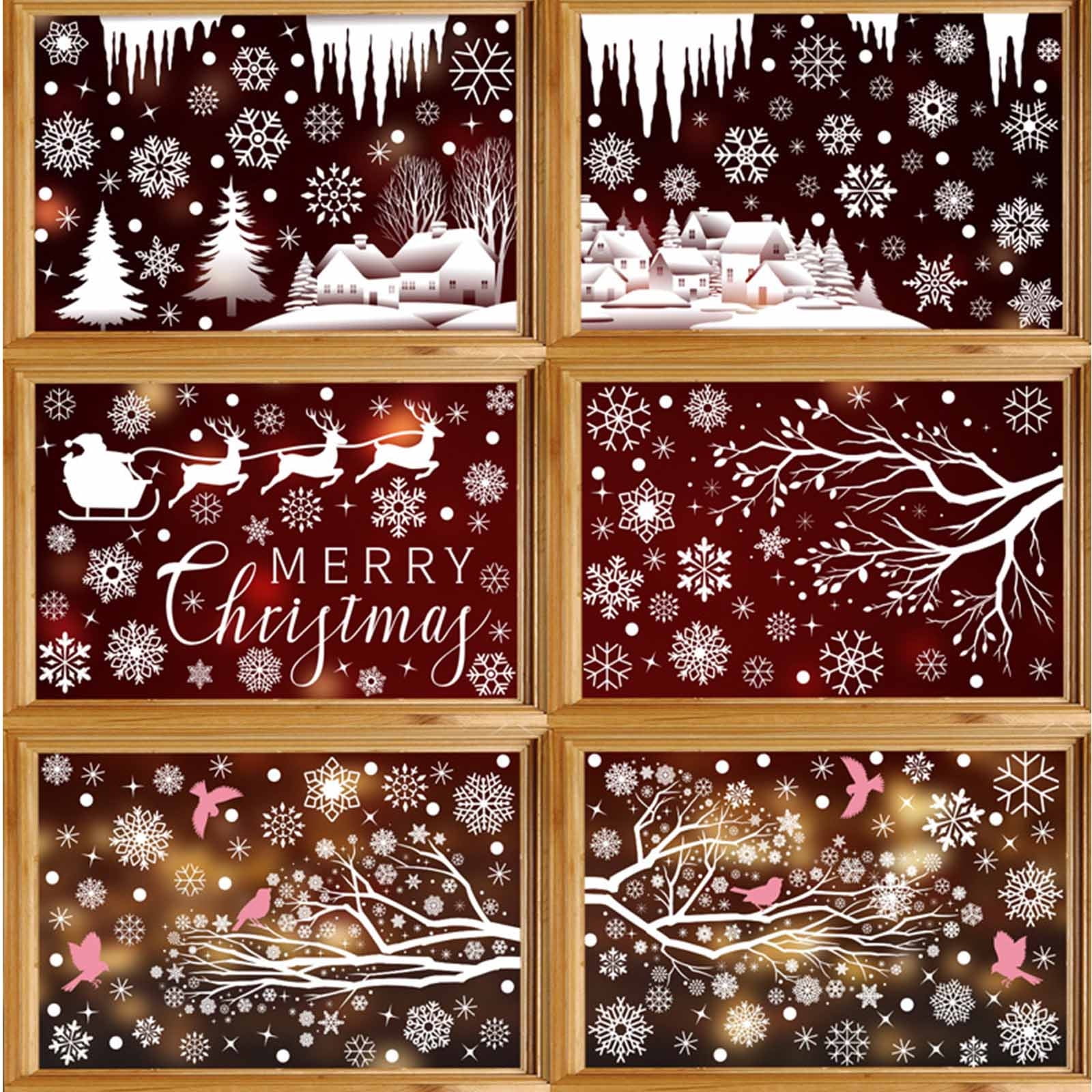Kezqiaxn Christmas Window Clings for Glass Windows 6Pcs Merry Christmas ...