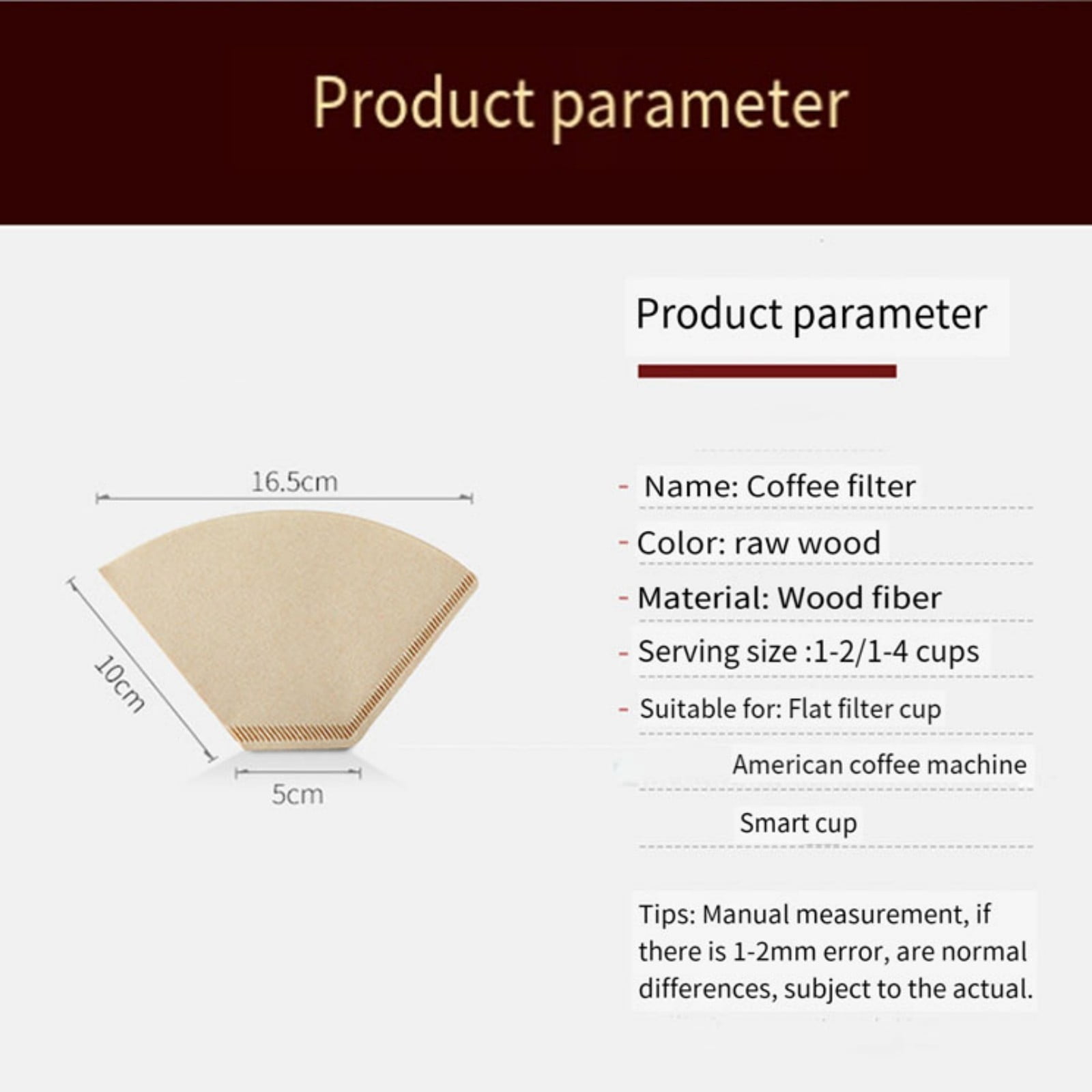 Kezqiaxn Coffee Filters Cone, 100Pcs Count Premium Coffee Filter, 1-2 ...