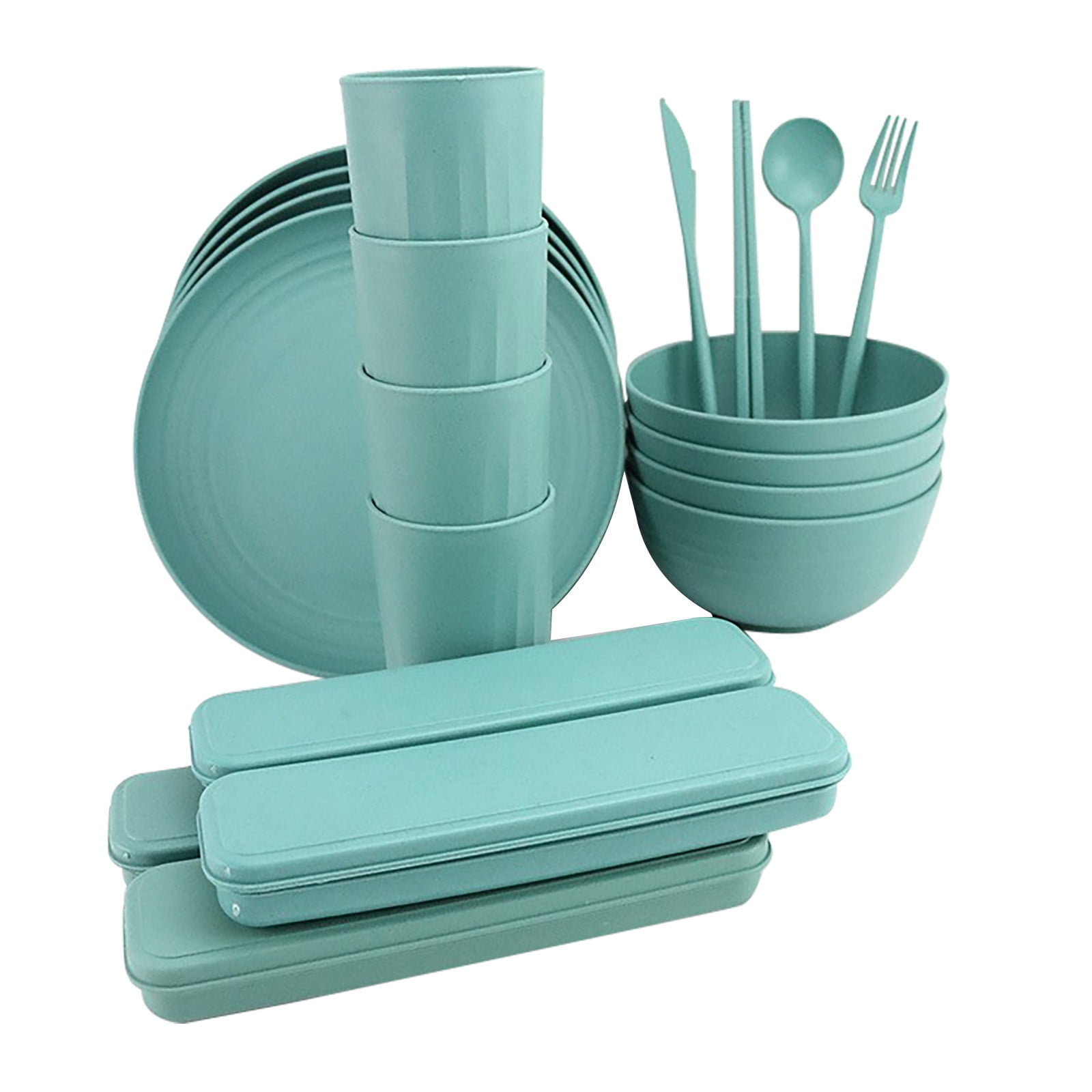 Kezqiaxn Cutlery Set, Wheats Straw Dinnerware Sets, 32Pcs Microwave ...