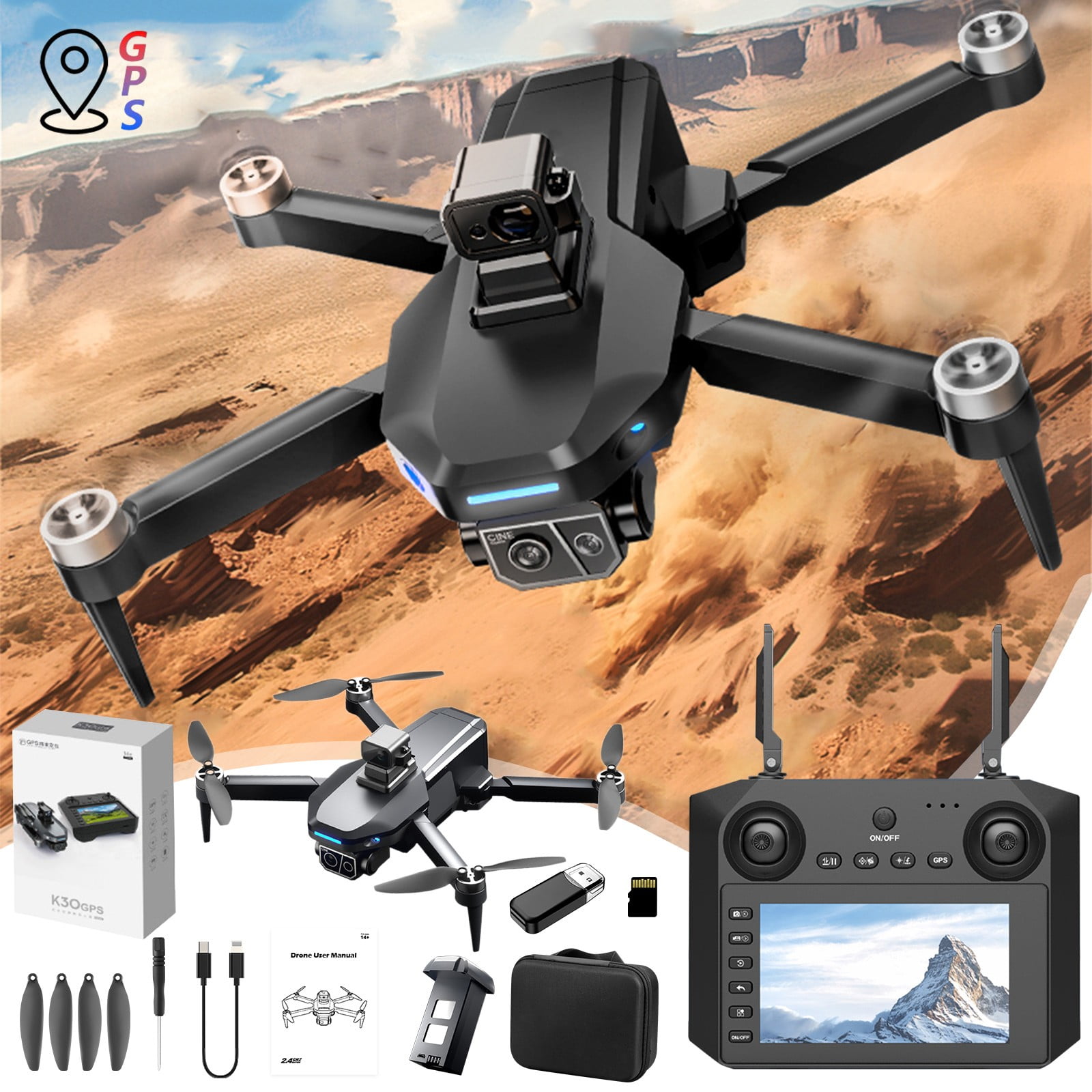 Kezqiaxn Drone with Camera , GPS Drone with Screen Remote Control ...