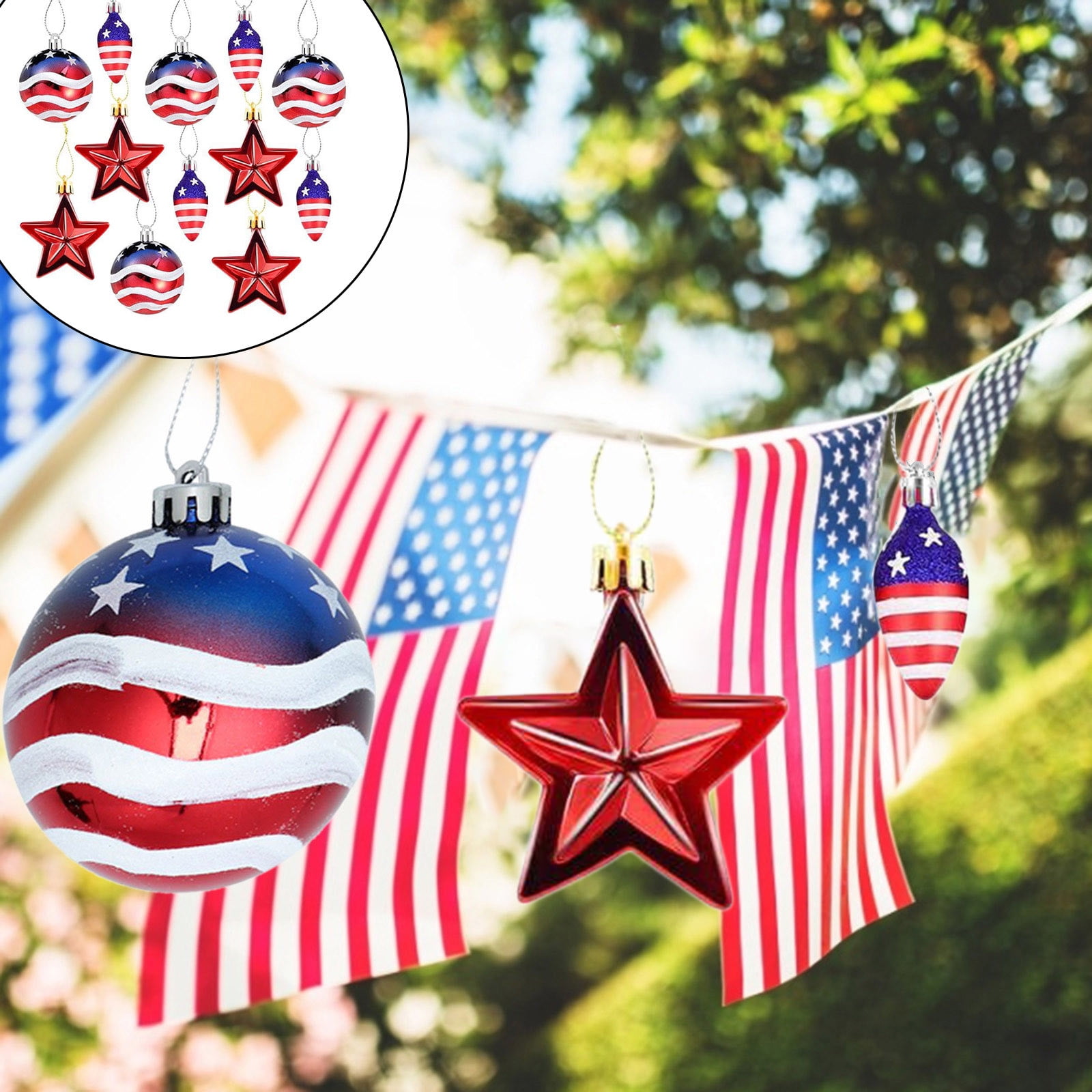 Kezqiaxn Fourth Of July Party Clearance 12 Pcs Ball Ornaments Patriotic Decorations For Tree ...