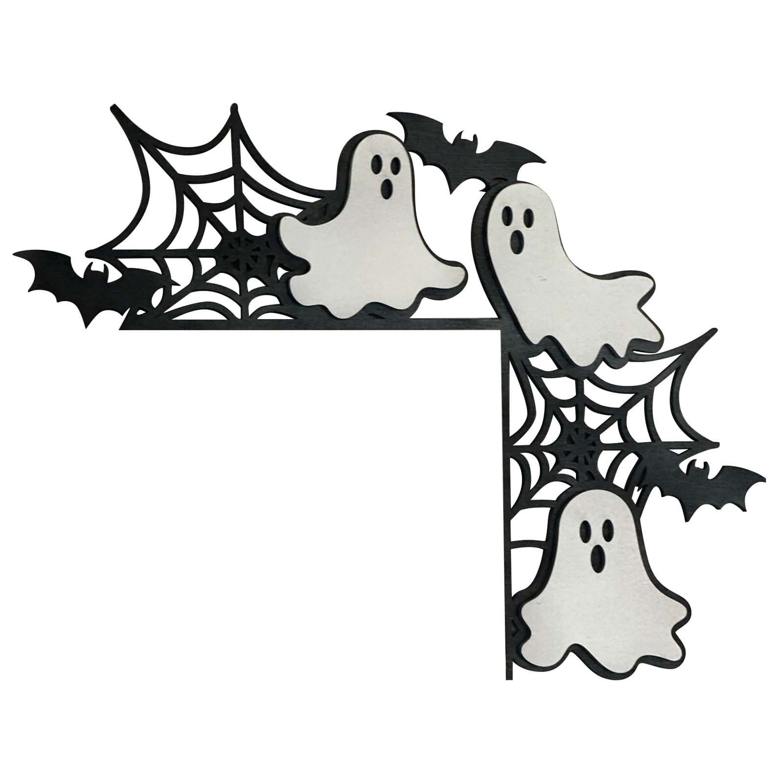 Kezqiaxn Halloween Door Corner Sign Ghost Crow Door Topper Decor, Wood ...