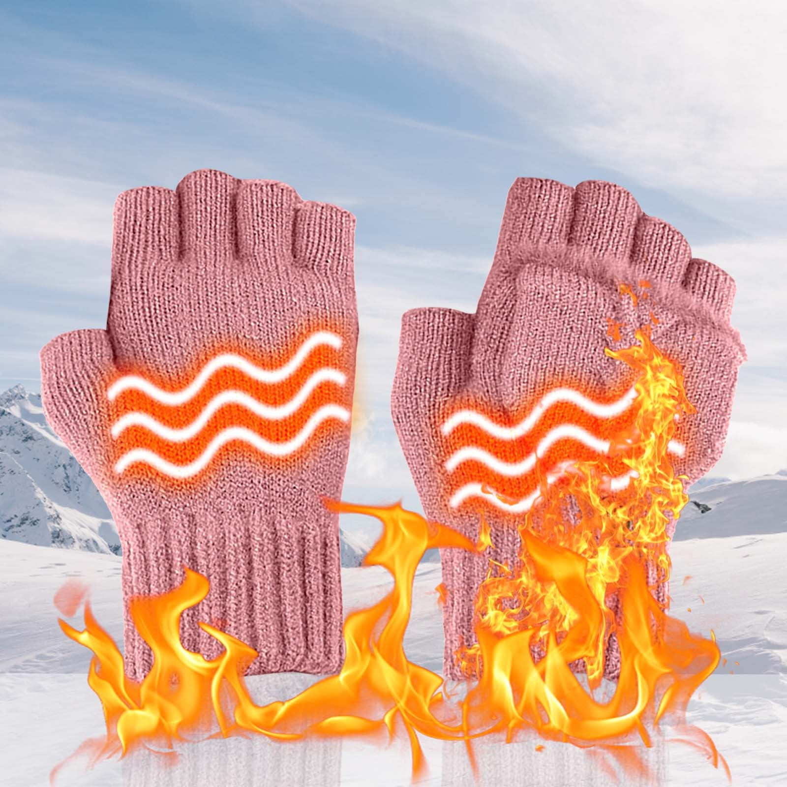 Kezqiaxn Heated Gloves for Women Usb Electric Gloves Half Finger Flip ...