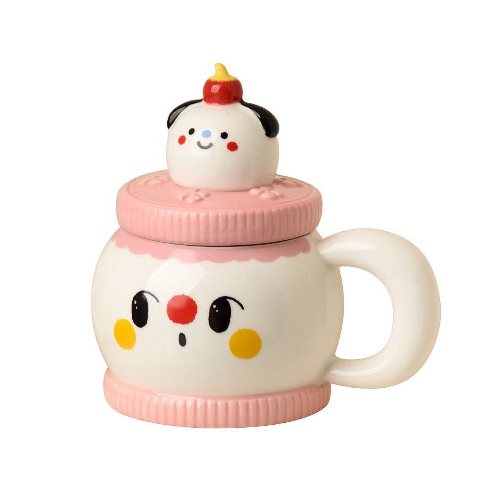 Kezqiaxn Kawaii Ceramic Coffee Mugs Water Cup with Lid for Breakfirst ...