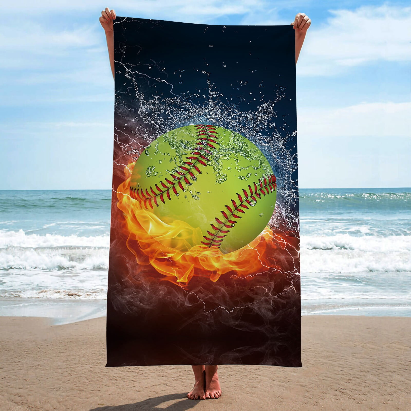 Kezqiaxn Microfiber Beach Towel For Kids, Sports Balls Themed Beach Towels Sandproofs Beach ...