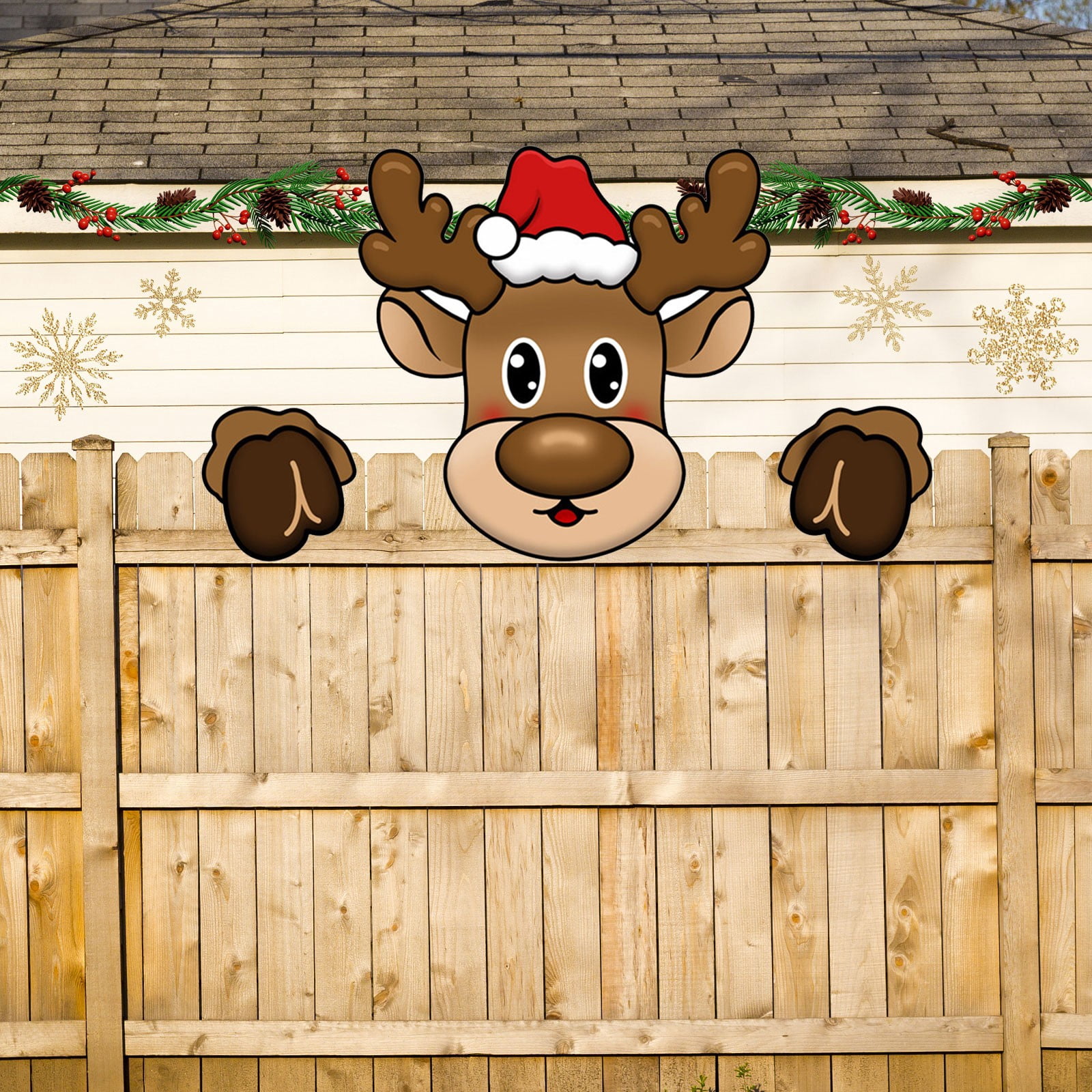 Kezqiaxn Outdoor Christmas Decorations, Christmas Fence Peeker ...