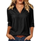 Kezqiaxn Plus Size Tops for Women Fashion 3/4 Slee Collared Office Work ...