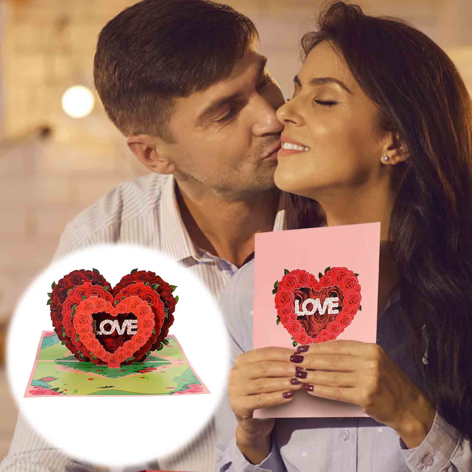 Kezqiaxn Pop Up Valentine's Day Cards, Heart Shape Love Pop Up 3D ...