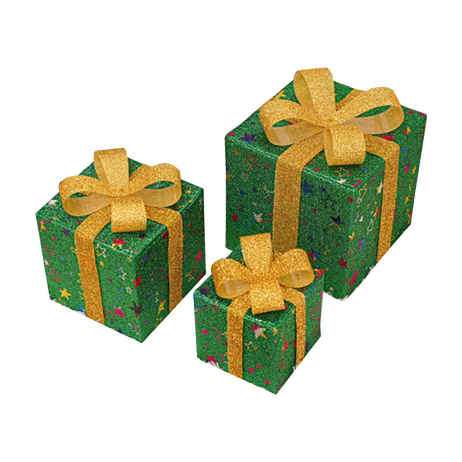 Kezqiaxn Set of 3 Folding Lighted Gift Boxes Christmas Decorations, LED ...