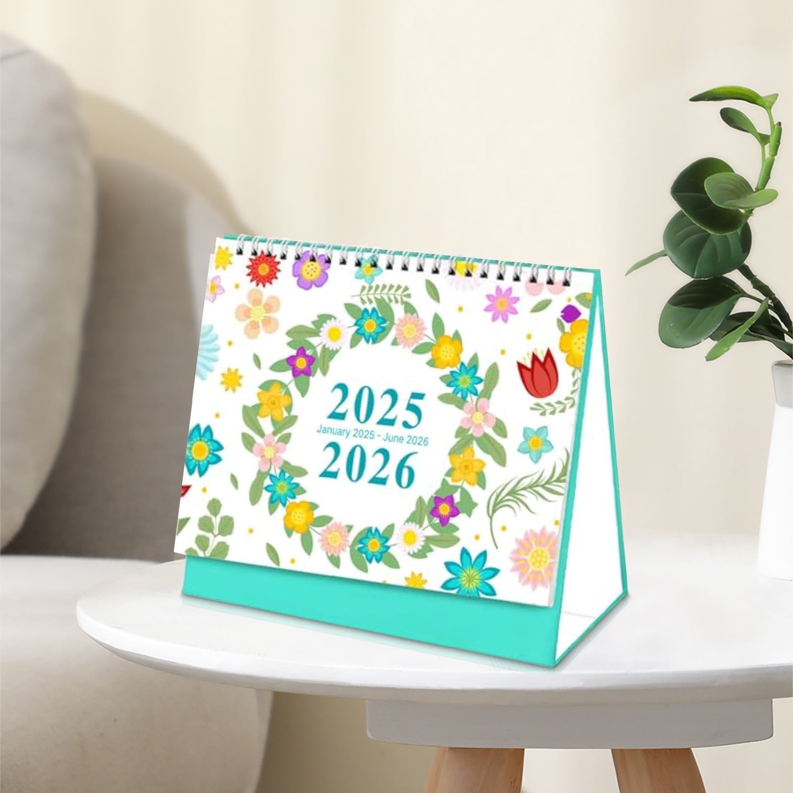 Kezqiaxn Small Desk Calendar 2024-2025, Floral Standing Desktop ...