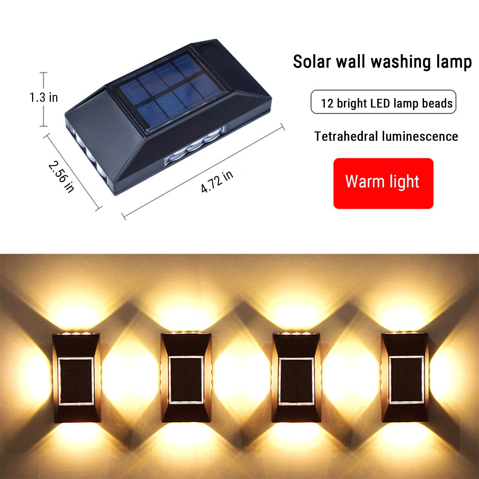 Kezqiaxn Solar Lights Outdoor Clearance Solar Wall Light Four-Sided ...