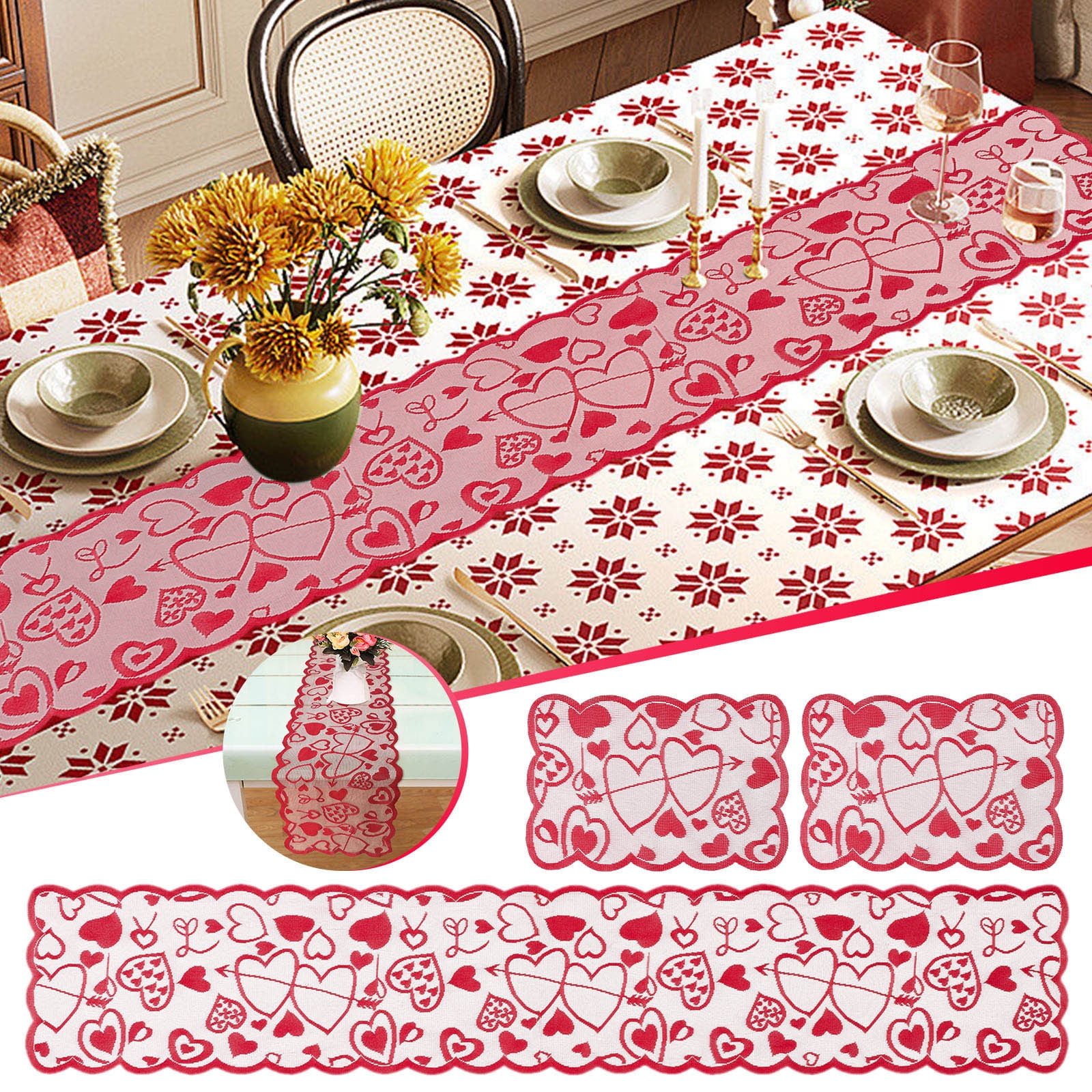 Kezqiaxn Valentines Day Tablecloths Rectangular, Valentines Day Decor ...