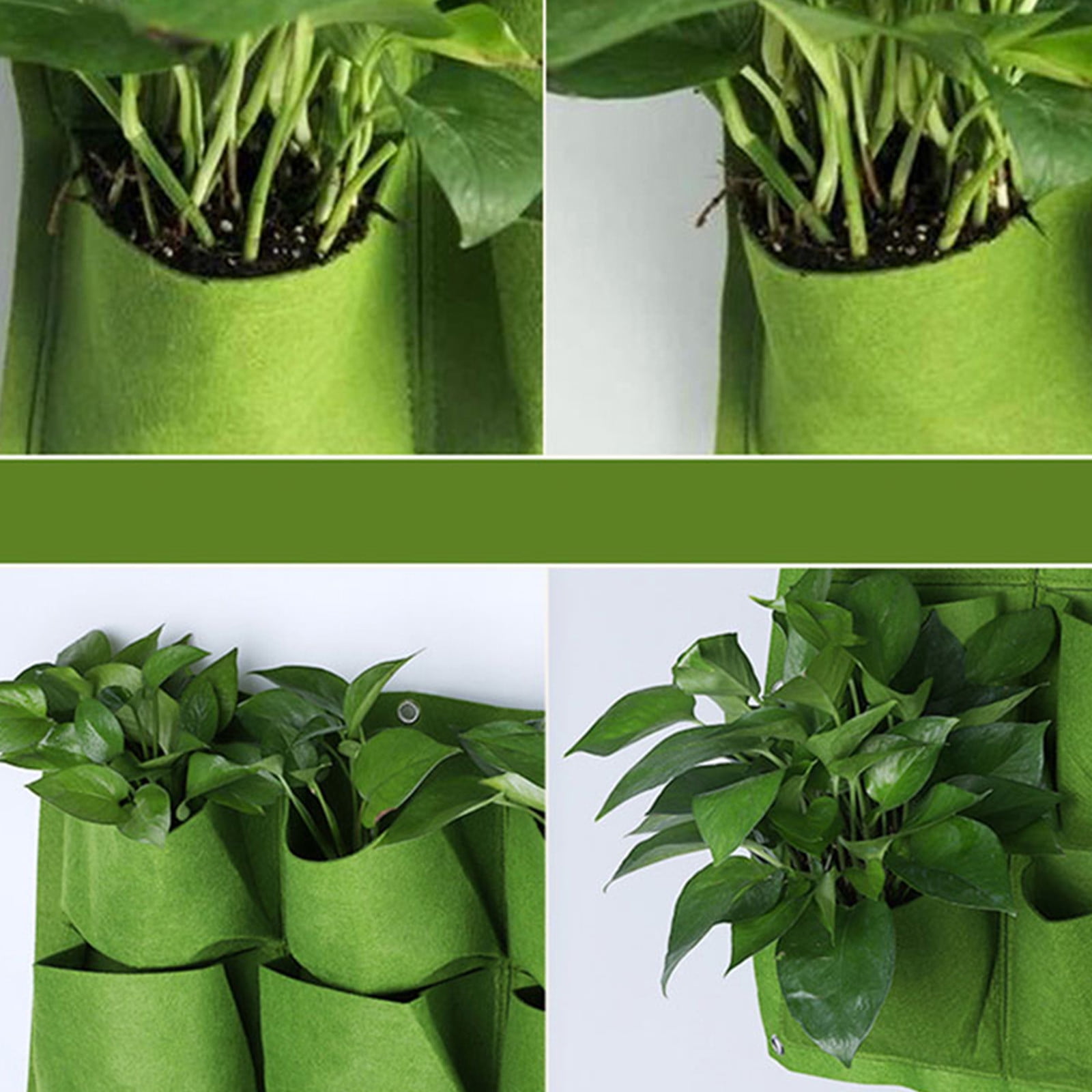 Kezqiaxn Wall-Hanging Flower Pot Bags 36 Pockets Green Vertical Garden ...