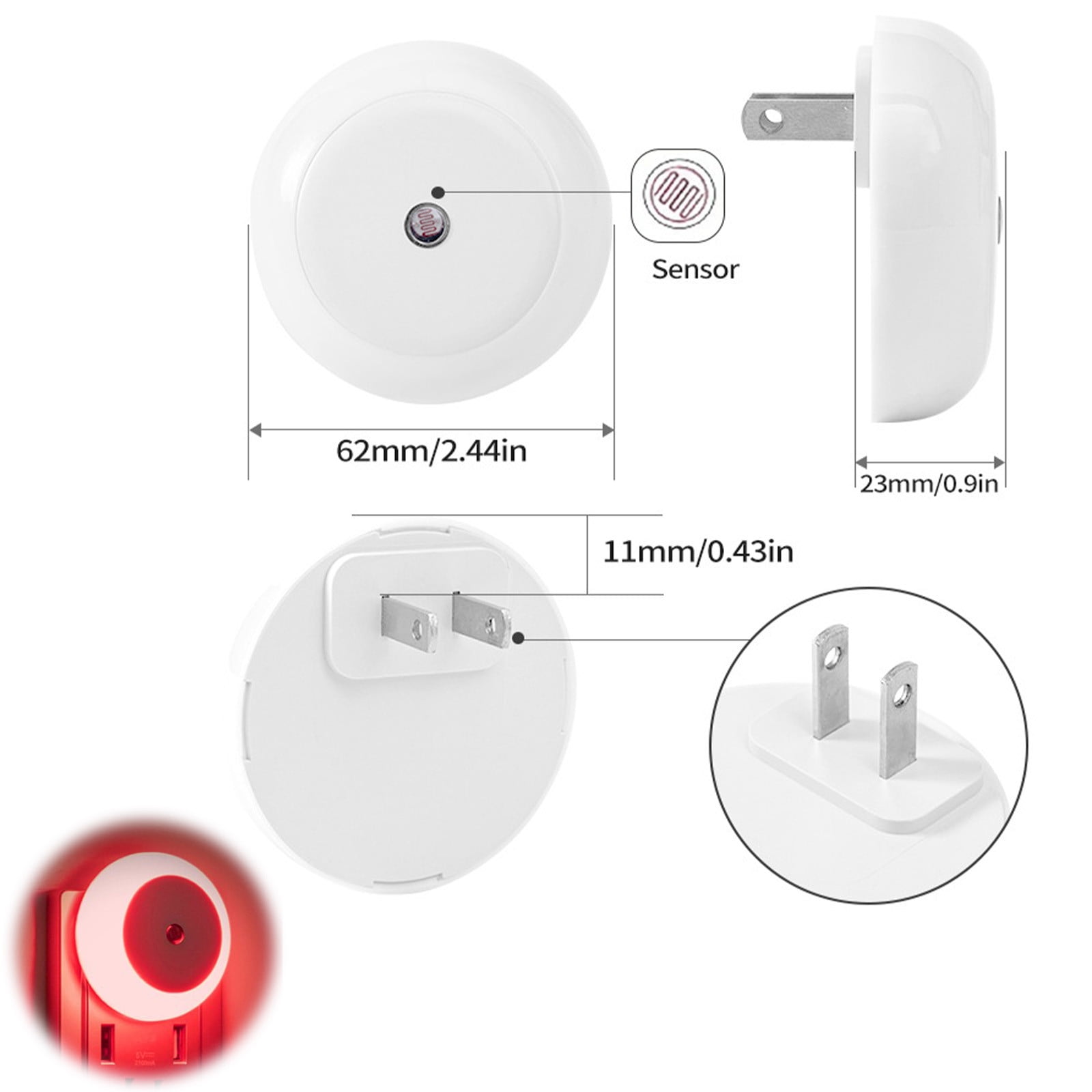 Kezqiaxn Wall Lights Clearance 2Pc Light-Controlled Night Light Plug-In ...