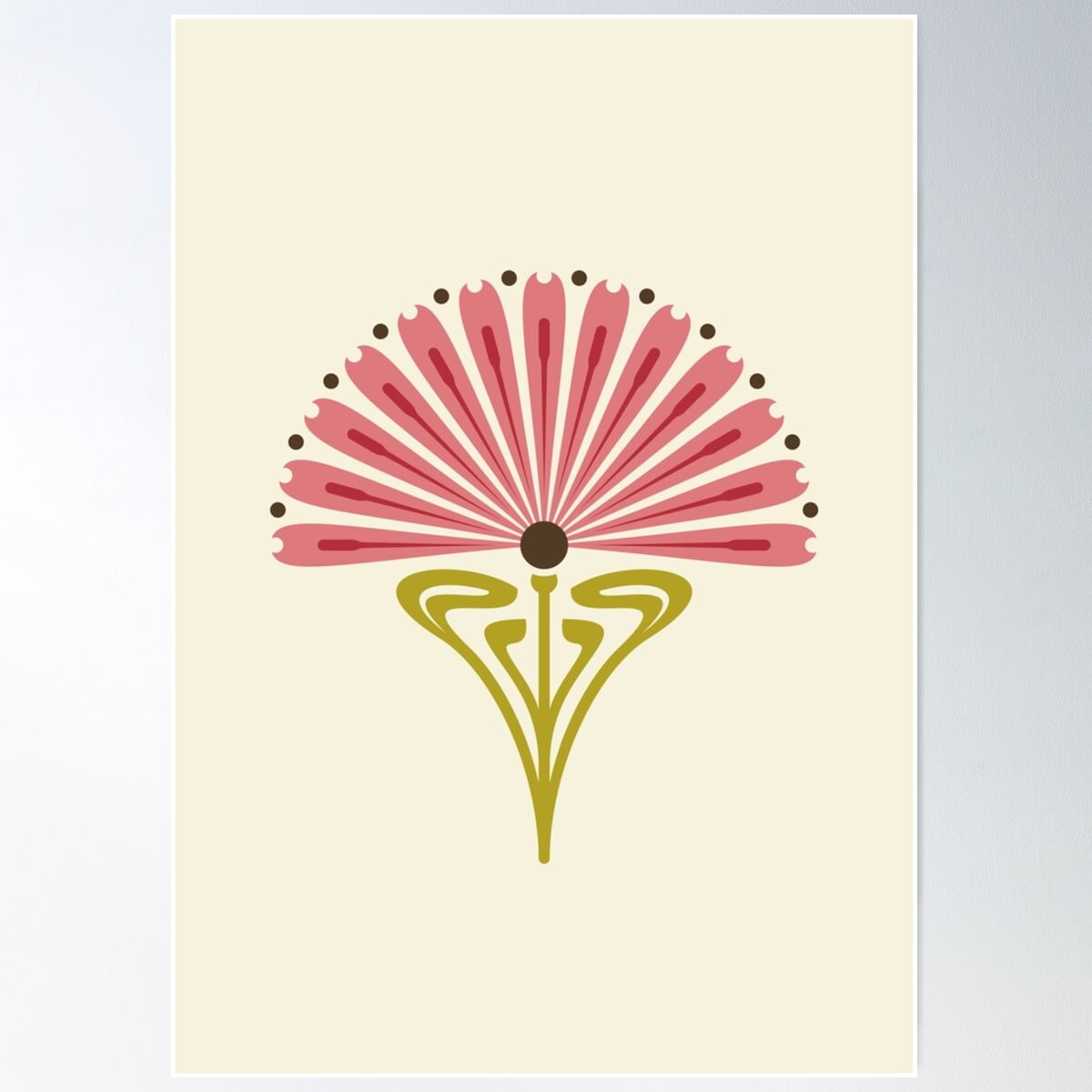 Kf 0363 A - Vintage Retro Daisy 70S Floral Pattern In Pink Green Poster ...
