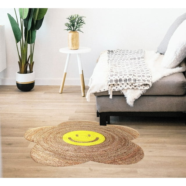 Kh Handloom Handmade Hand Braided Natural Jute Smile Shade Star Shape ...