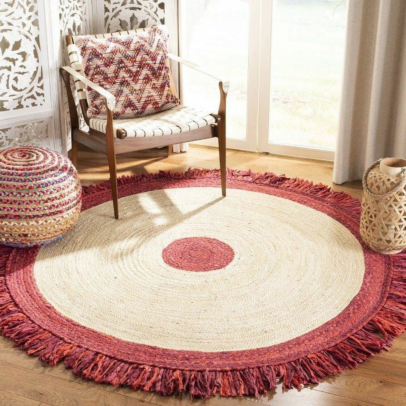 Kh Handloom Handwoven Braided Natural Jute Carpet for Living Room, Jute Round Floor Mat, Rugs ...