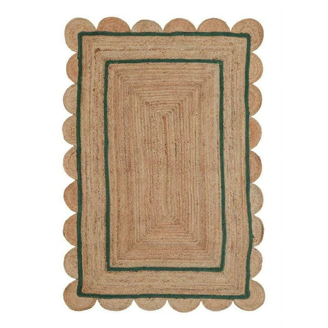 Kh Handloom Indian Handmade Braided Natural Jute Area Rug,With Green ...