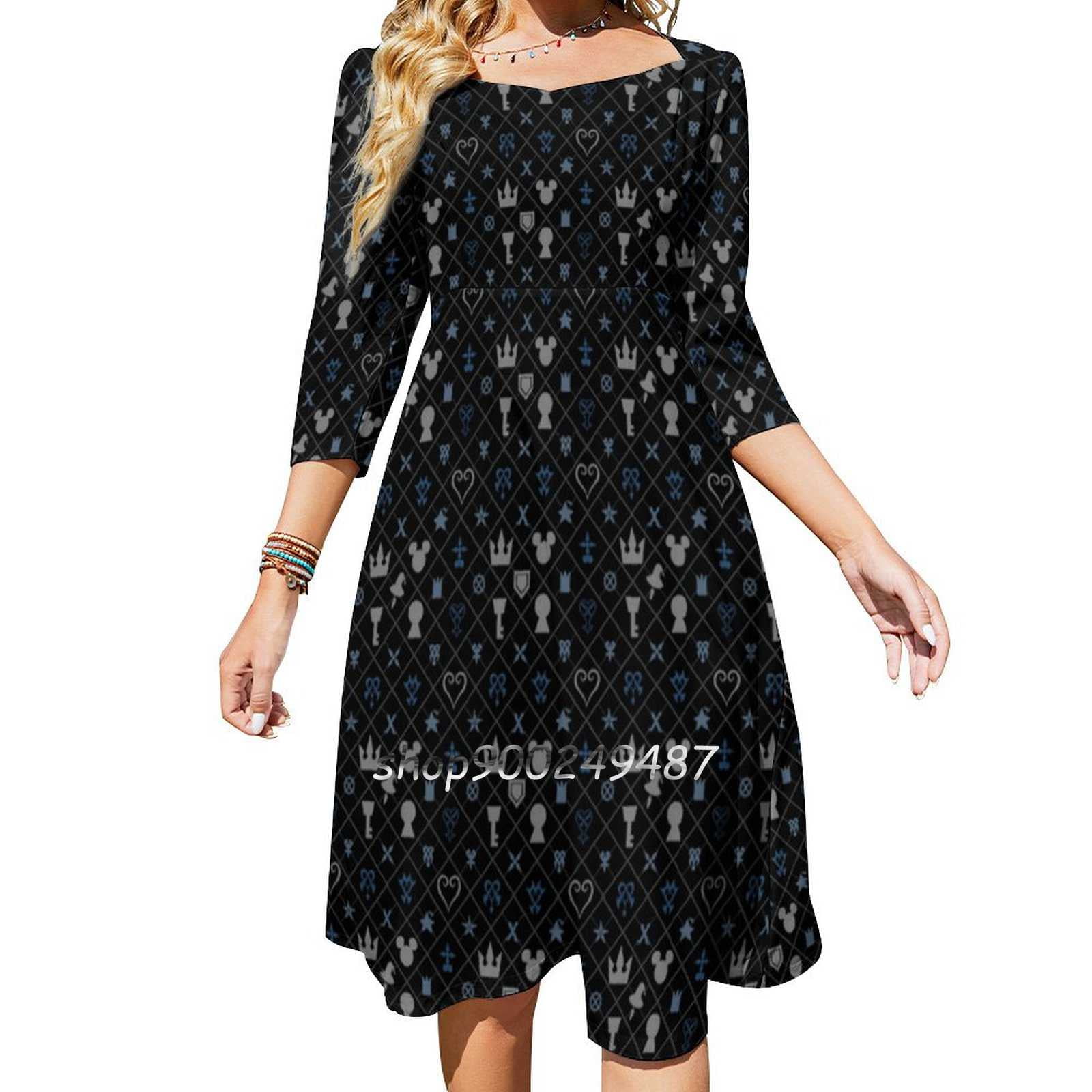 Kh Pattern Square Neck Dress New Plus Size Elegant Women Waist Tight ...