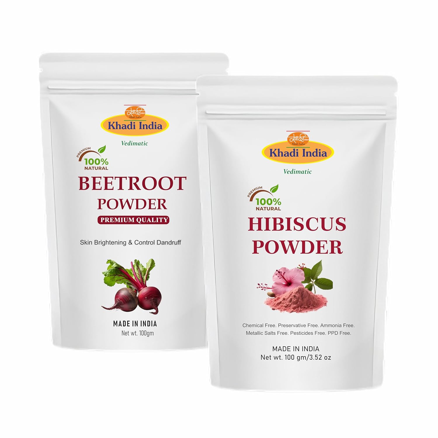 Khadi 100 Natural BeetRoot Powder Hibiscus Powder Combo Pack for Face ...