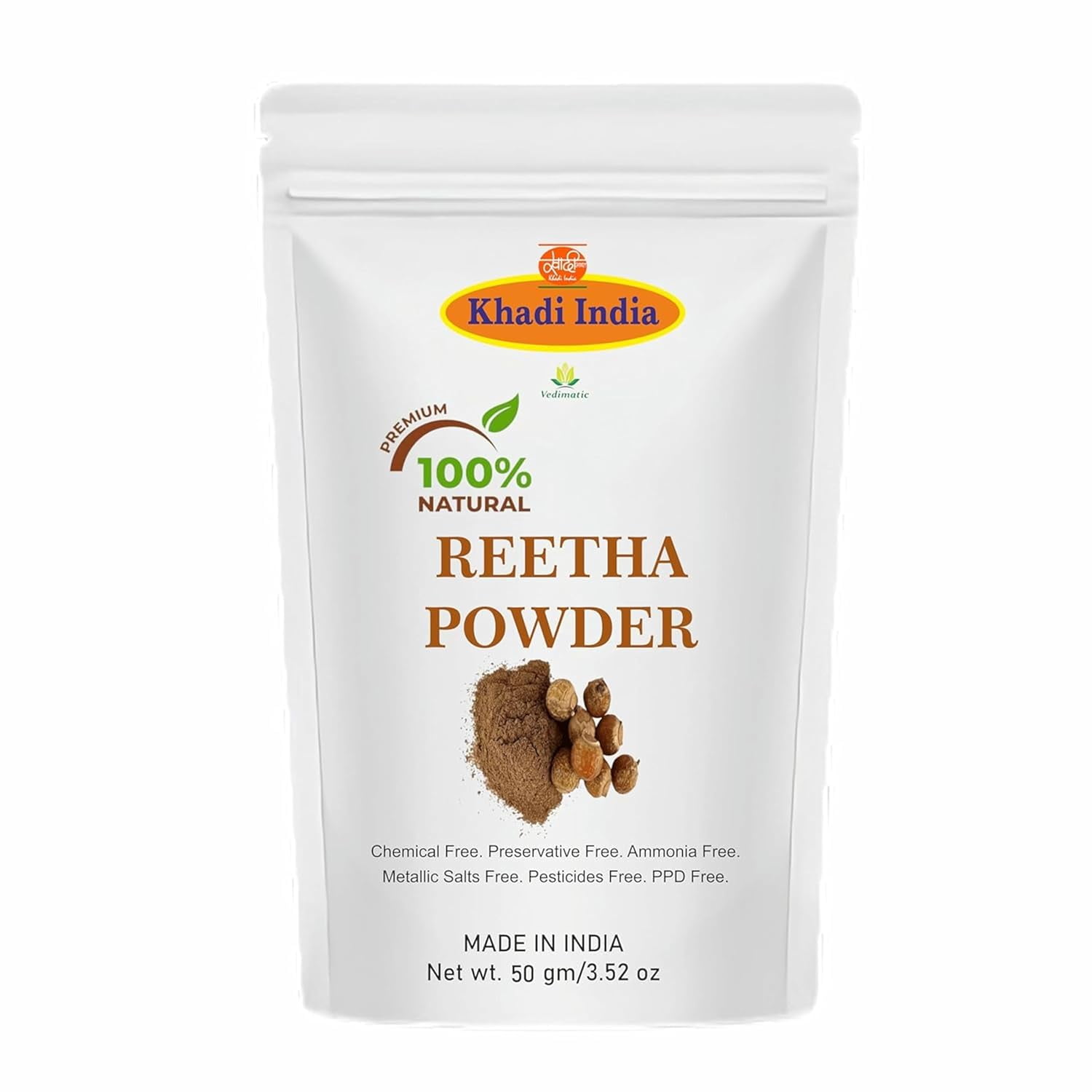 Khadi 100 Pure Organic Reetha Powder Sapindus Mukorossi Natural Hair Cleanser Scalp Purifier for ...