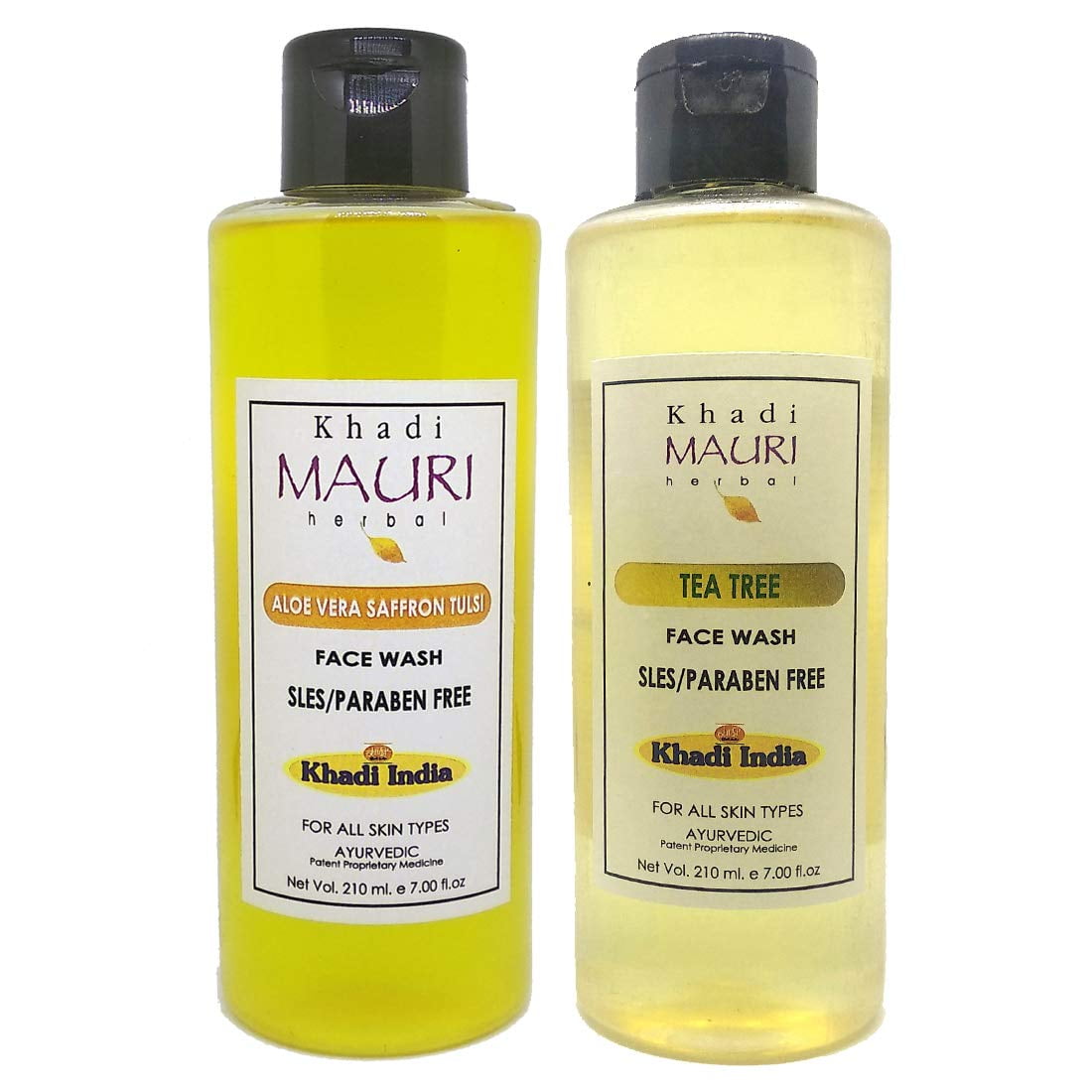Khadi Mauri Aloe Vera Saffron Tulsi Tea Tree Face Wash Pack of 2 420ml ...